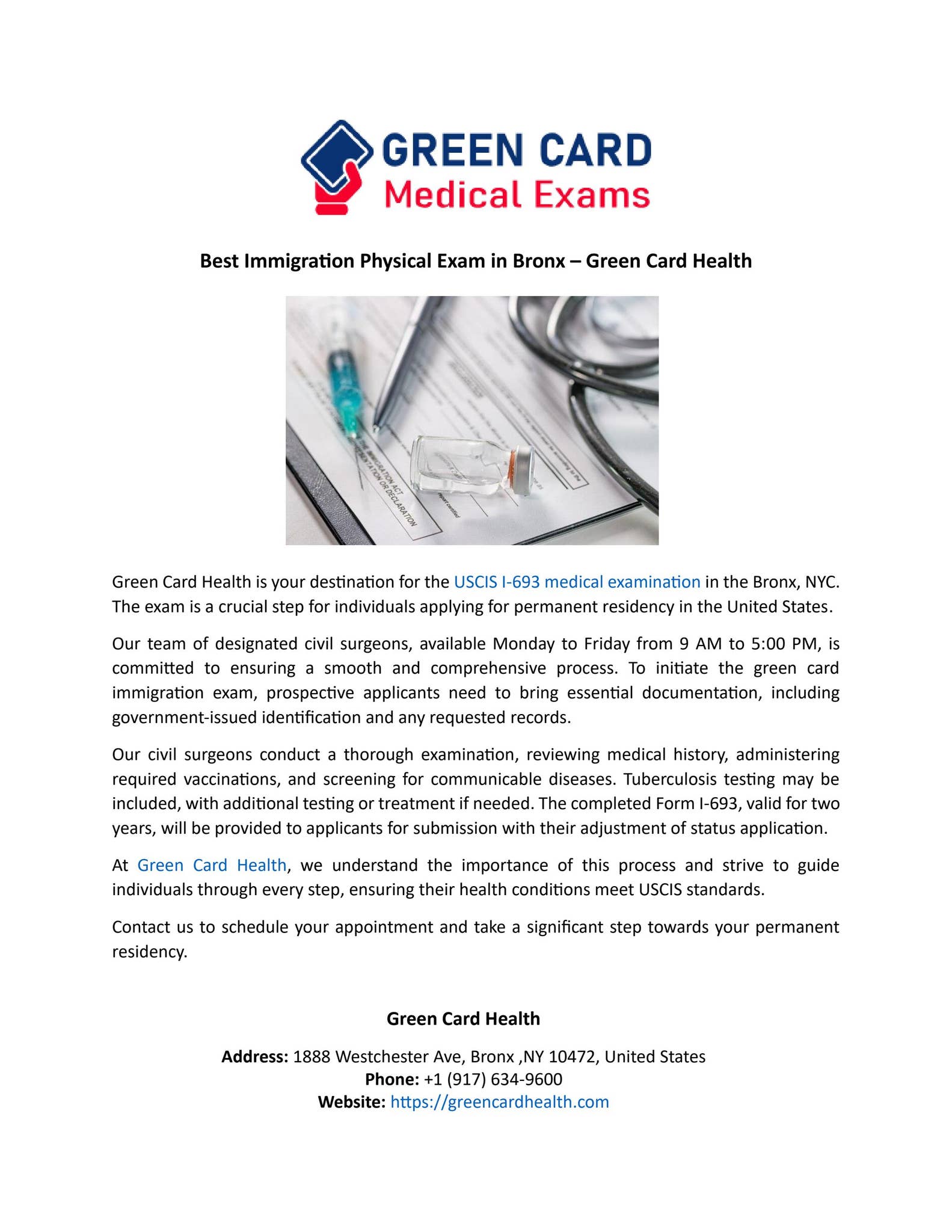 Best Immigration Physical Exam in Bronx – Green Card Health by ...