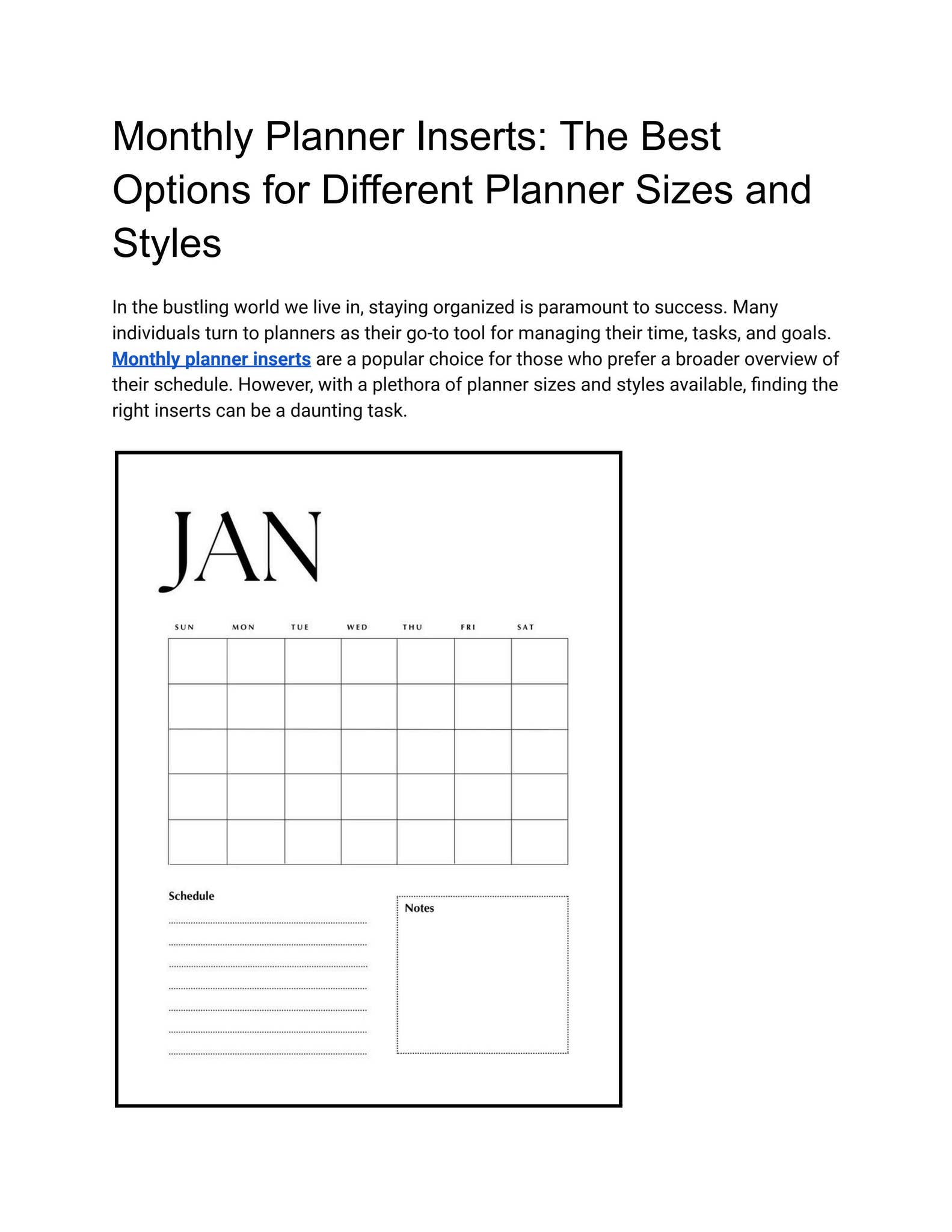 Monthly Planner Inserts: The Best Options for Different Planner Sizes ...