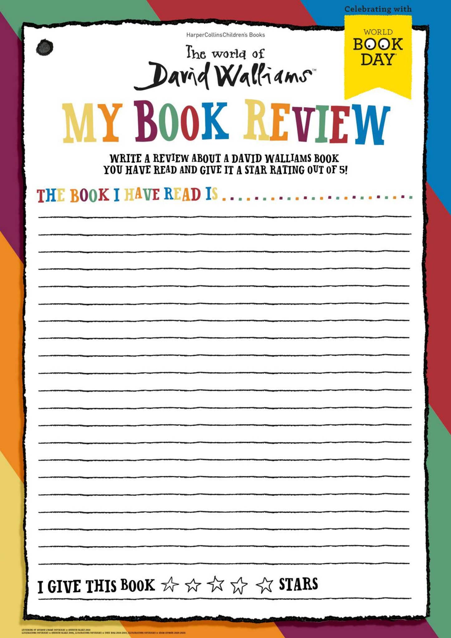 David Walliams World Book Day Activity Sheet 1 by ...