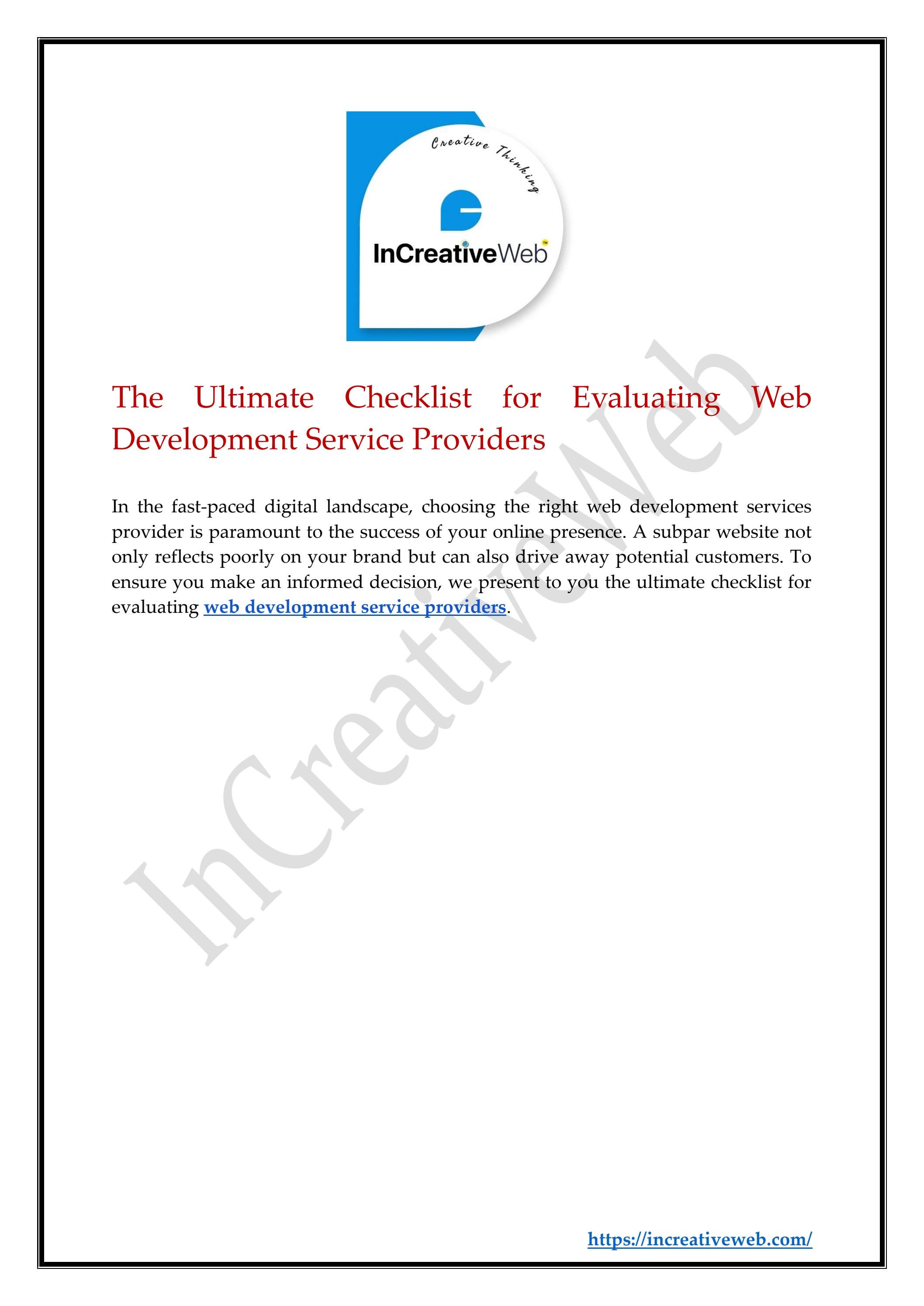 The Ultimate Checklist for Evaluating Web Development Service Providers ...