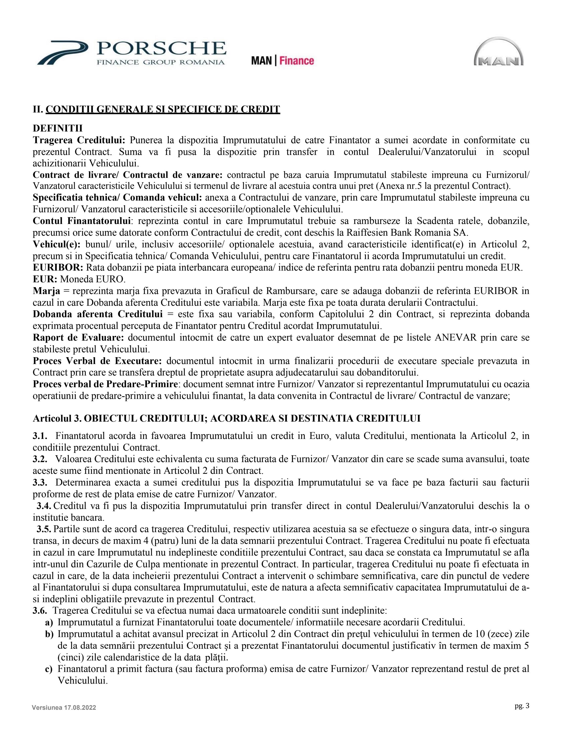 Conditii contractuale generale credit achizitie externa camioane by ...