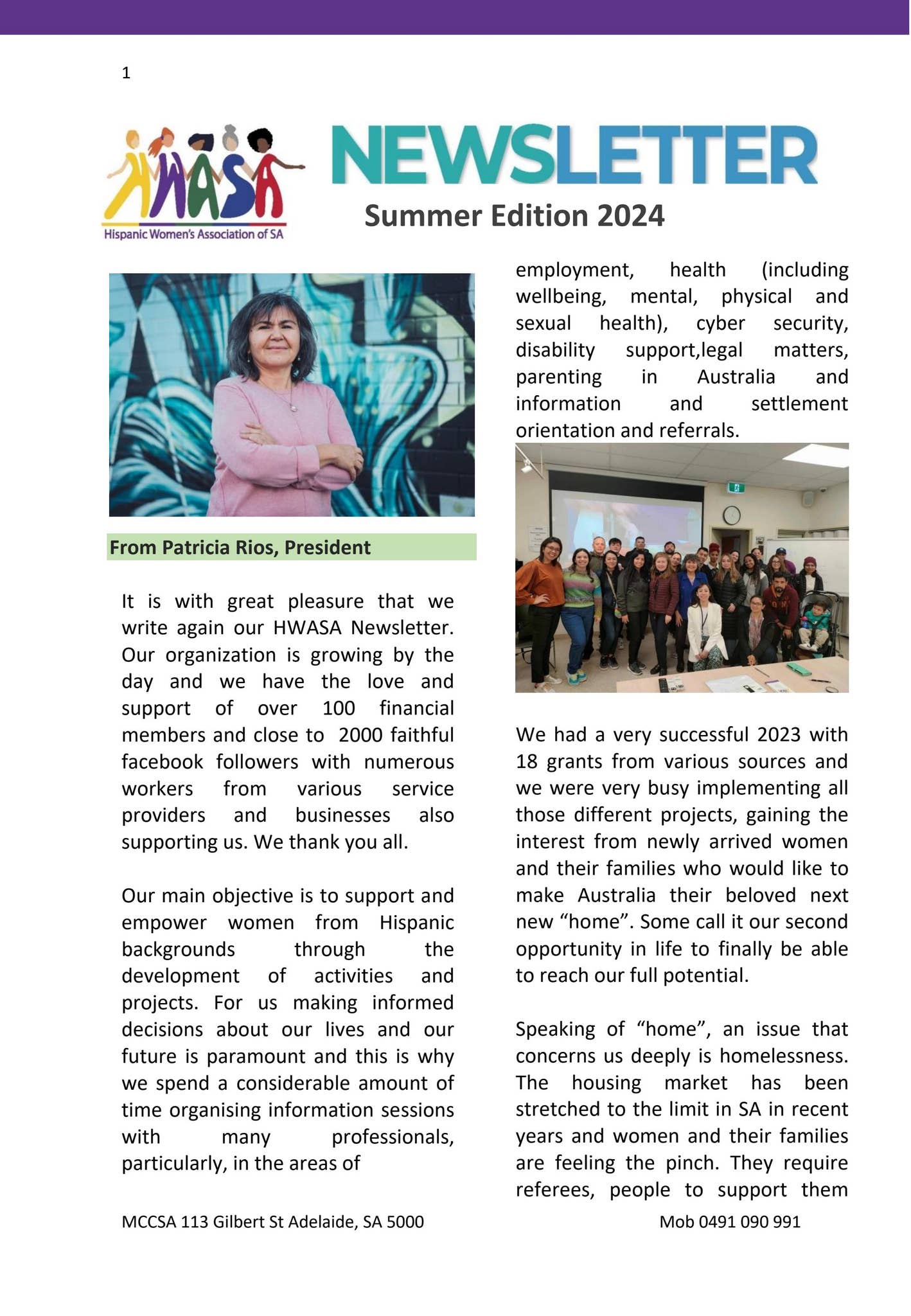 HWASA Newsletter Summer 2024 Edition by ANGELA ROJAS - Issuu