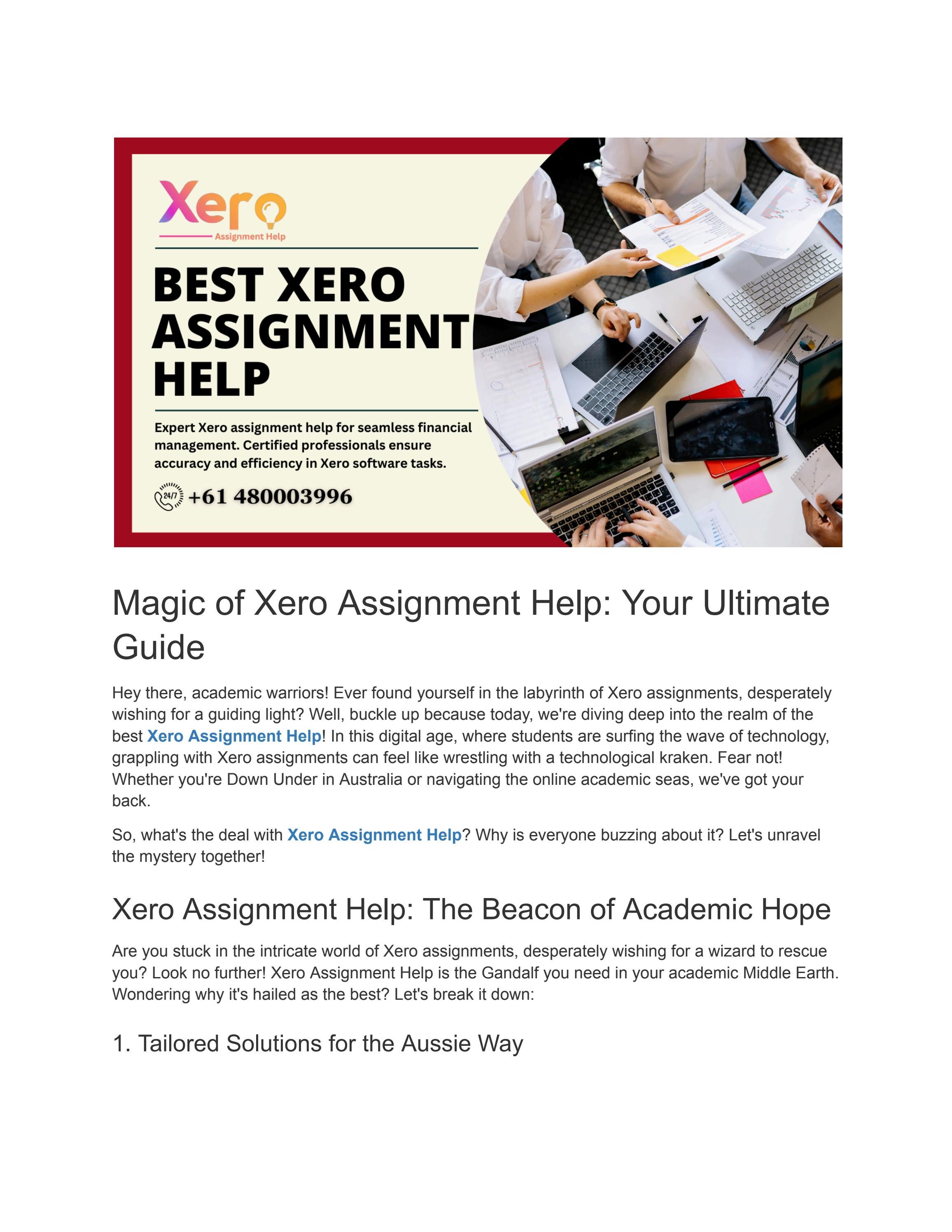 Xero Assignment Help in Australia by Henry Tada - Issuu