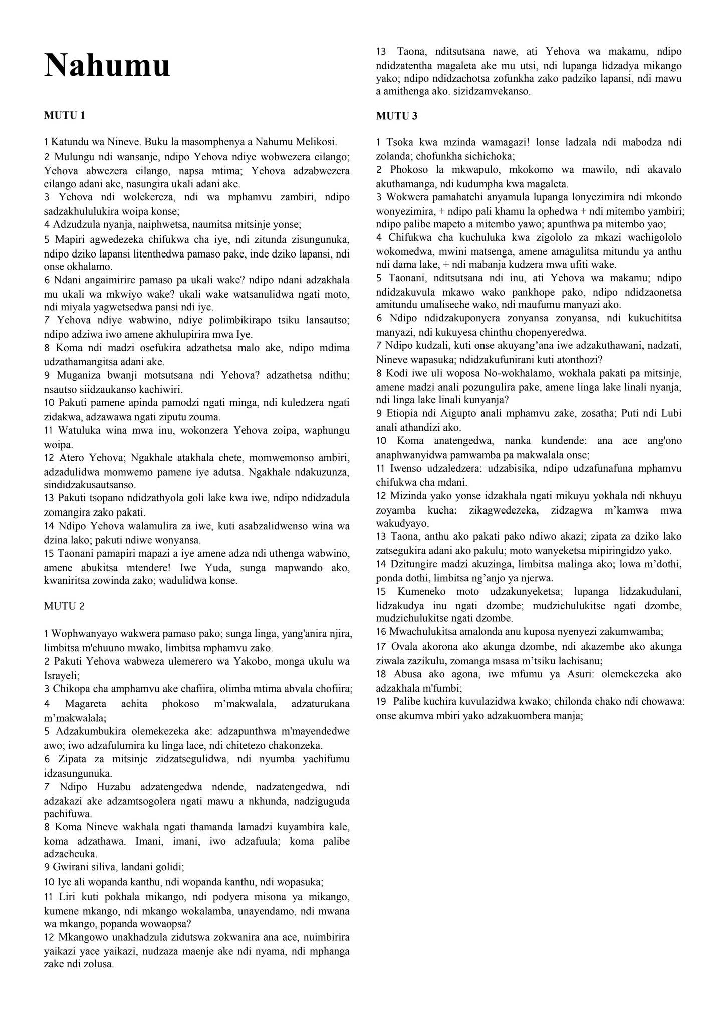 CHICHEWA - The Book of Prophet Nahum by Filipino Tracts and Literature ...