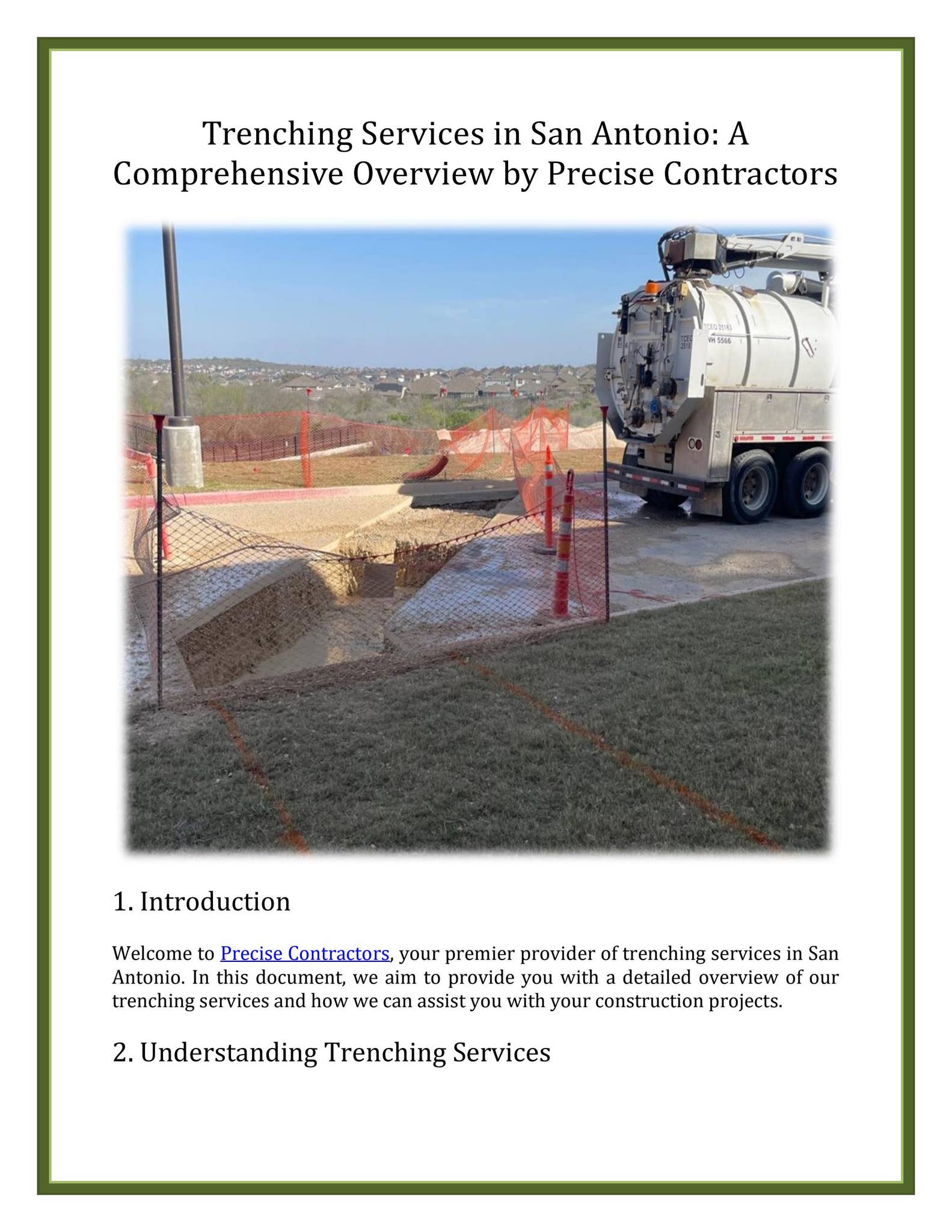 Trenching Services in San Antonio: A Comprehensive Overview by Precise Contractors by Precise ...