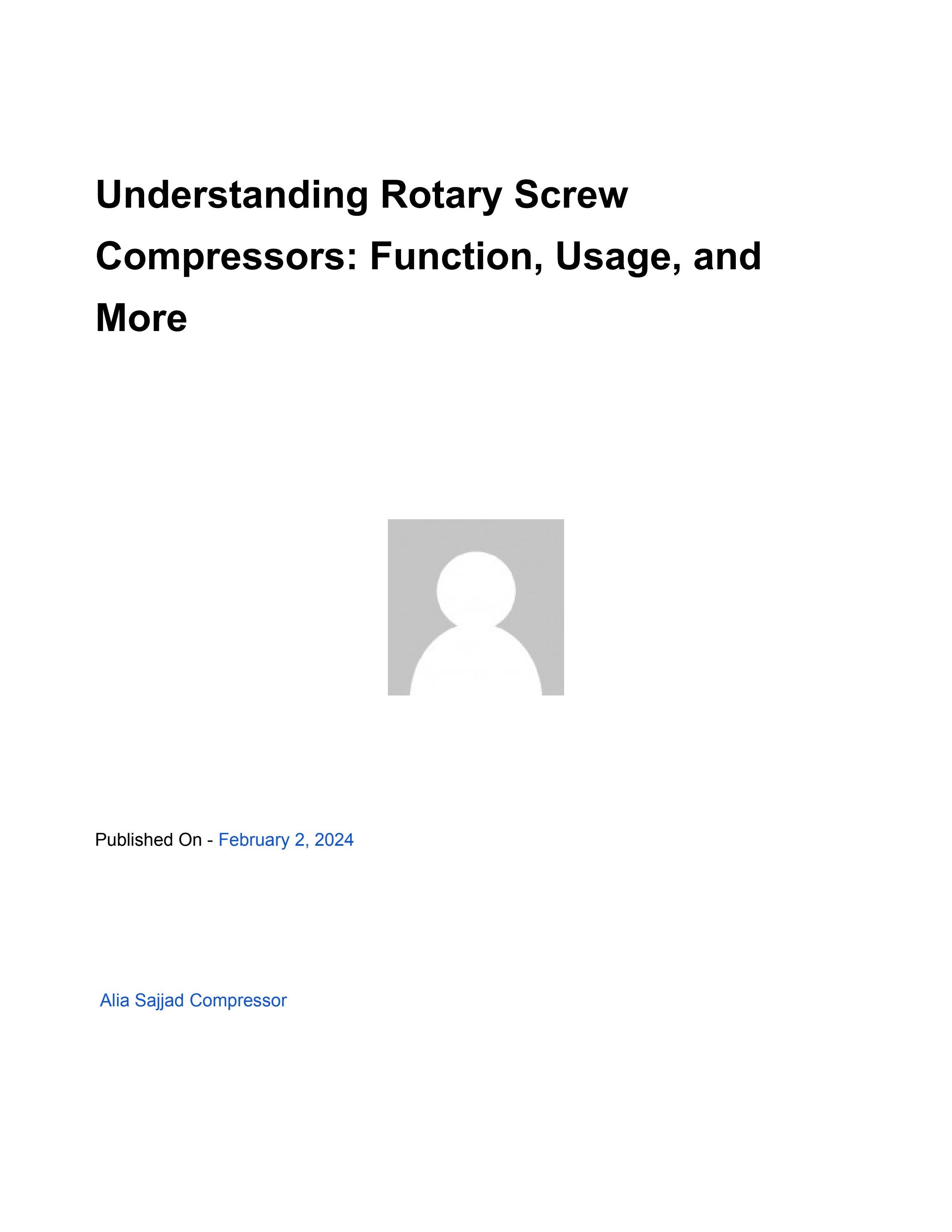 Understanding Rotary Screw Compressors: Function, Usage, and More by ...