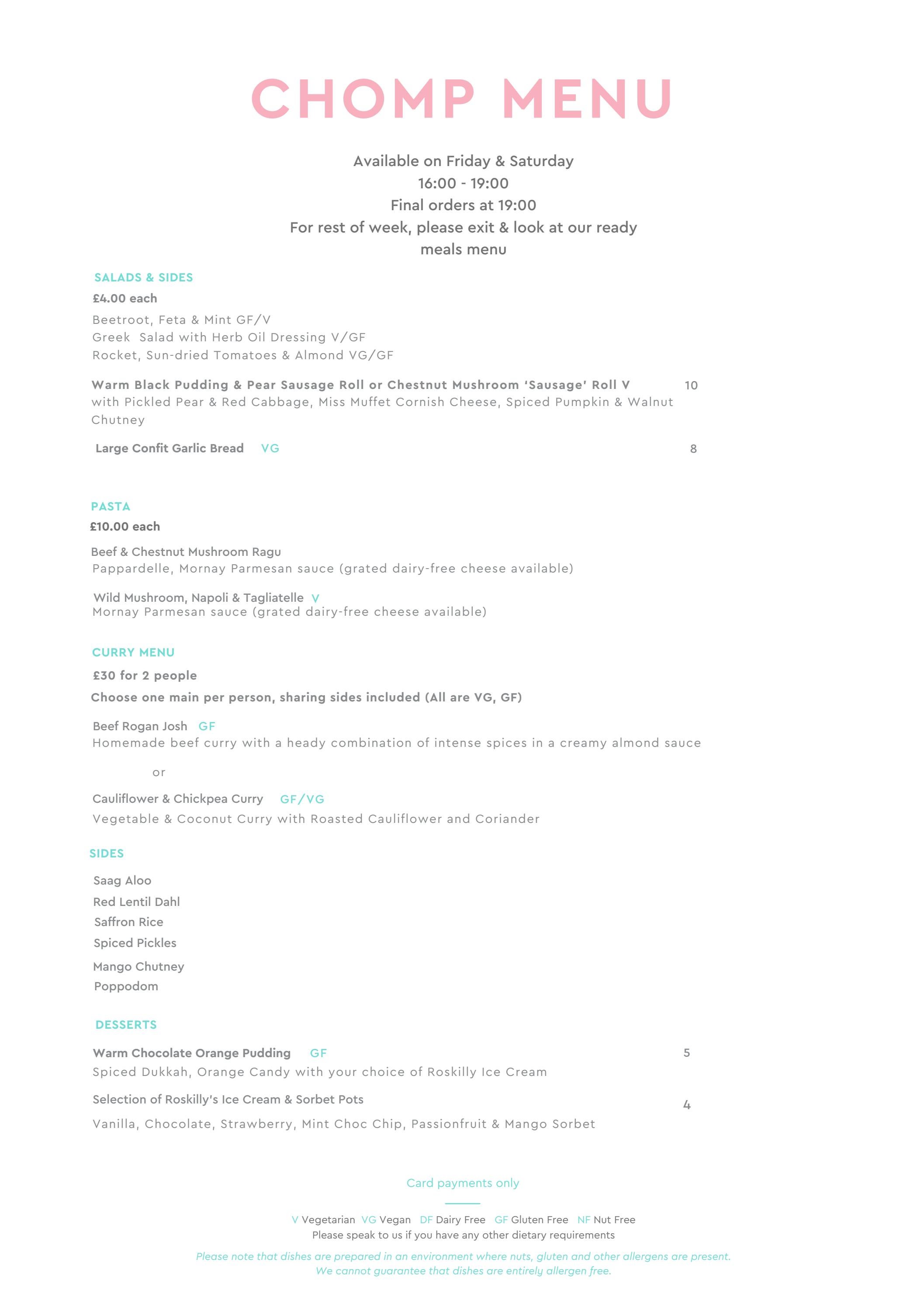 Chomp Food Menus by threemilebeach - Issuu