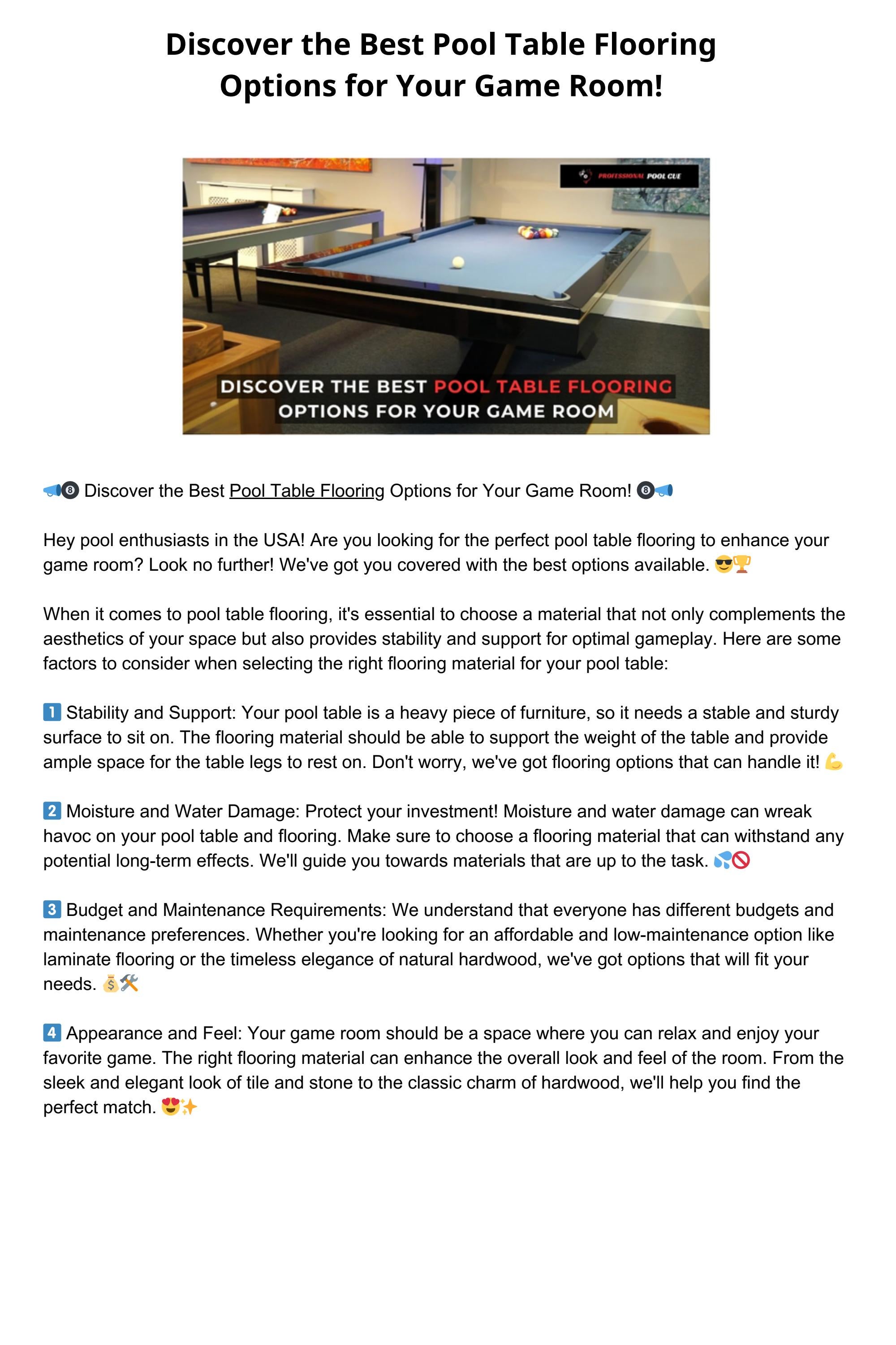 Pool Table Flooring Options For Your Game Room by professionalpoolcue ...