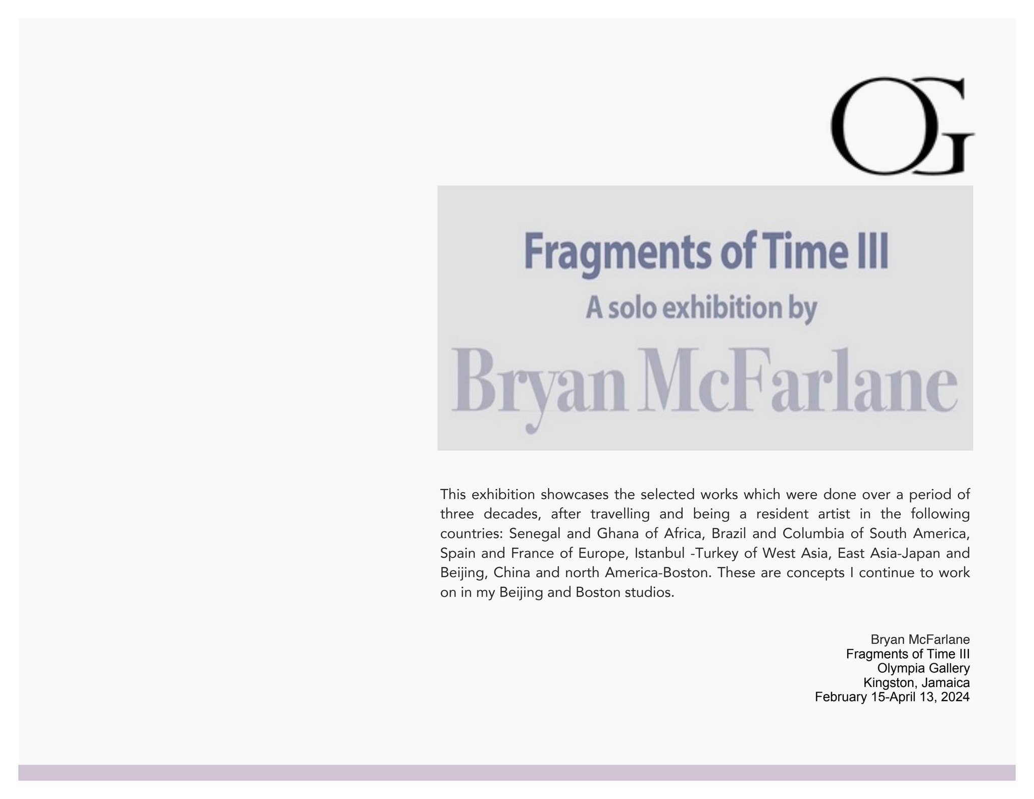 'Fragments of Time III' Exhibition Catalogue / Bryan McFarlane by The ...