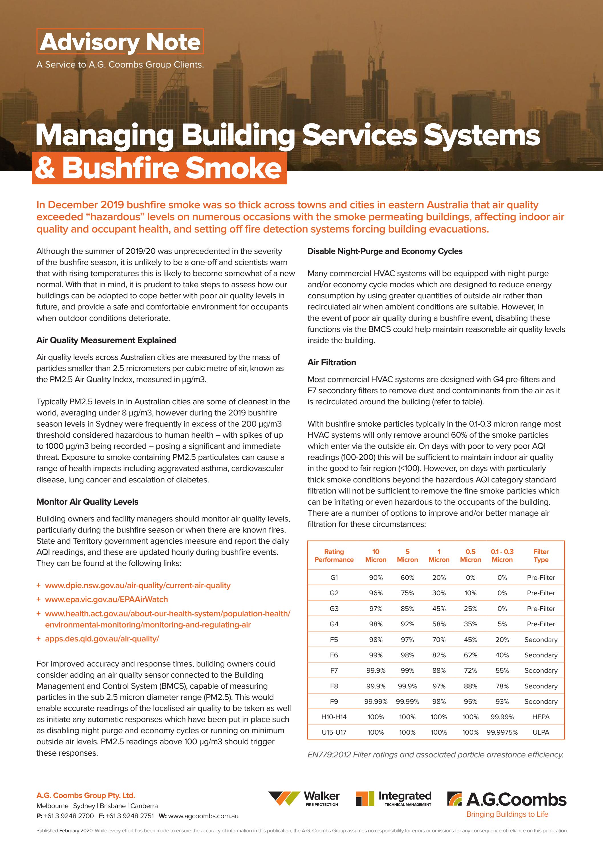 Advisory Note - Managing Building Services Systems & Bushfire Smoke by ...