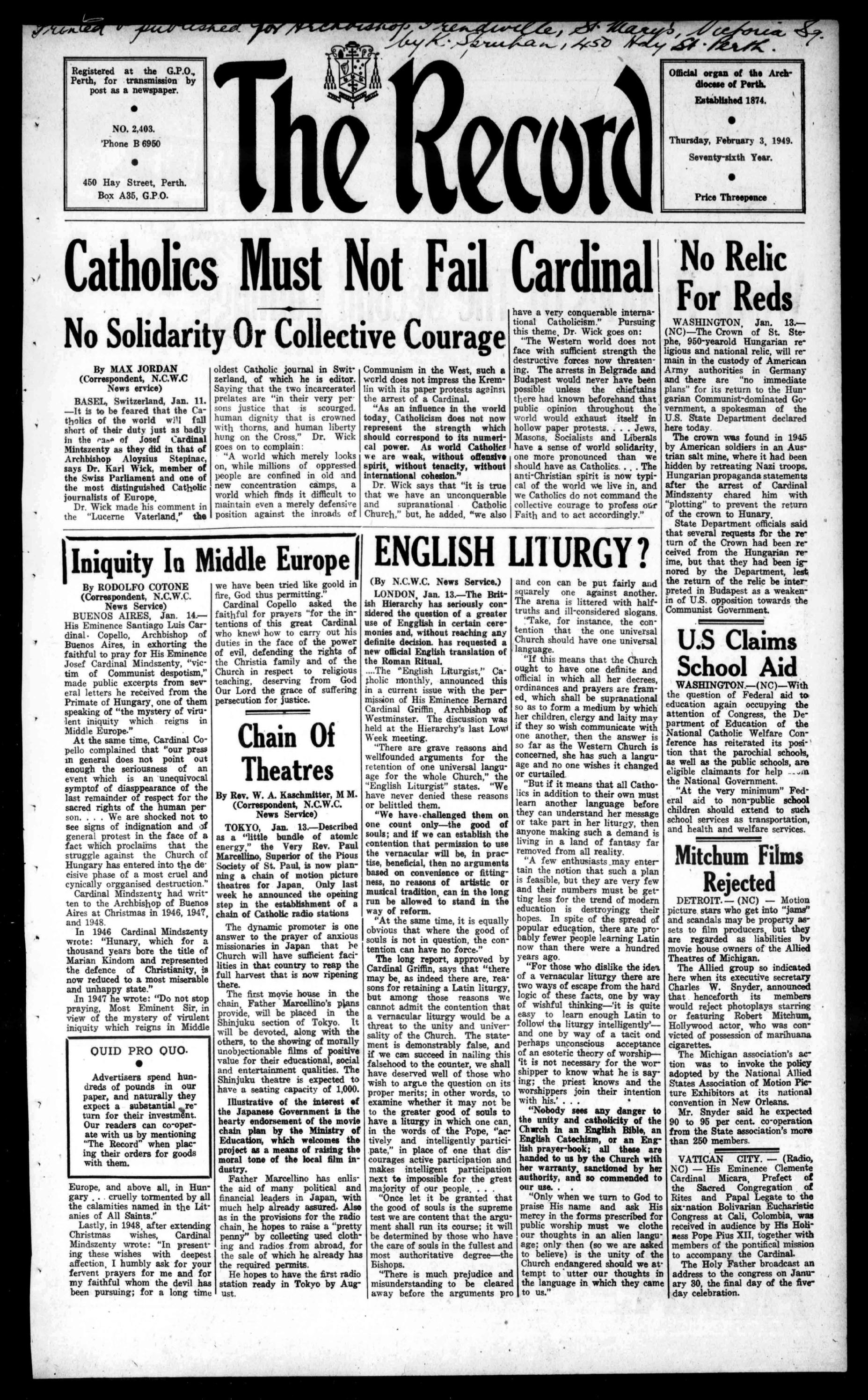 The Record Newspaper 03 February 1949 by The Record - Issuu