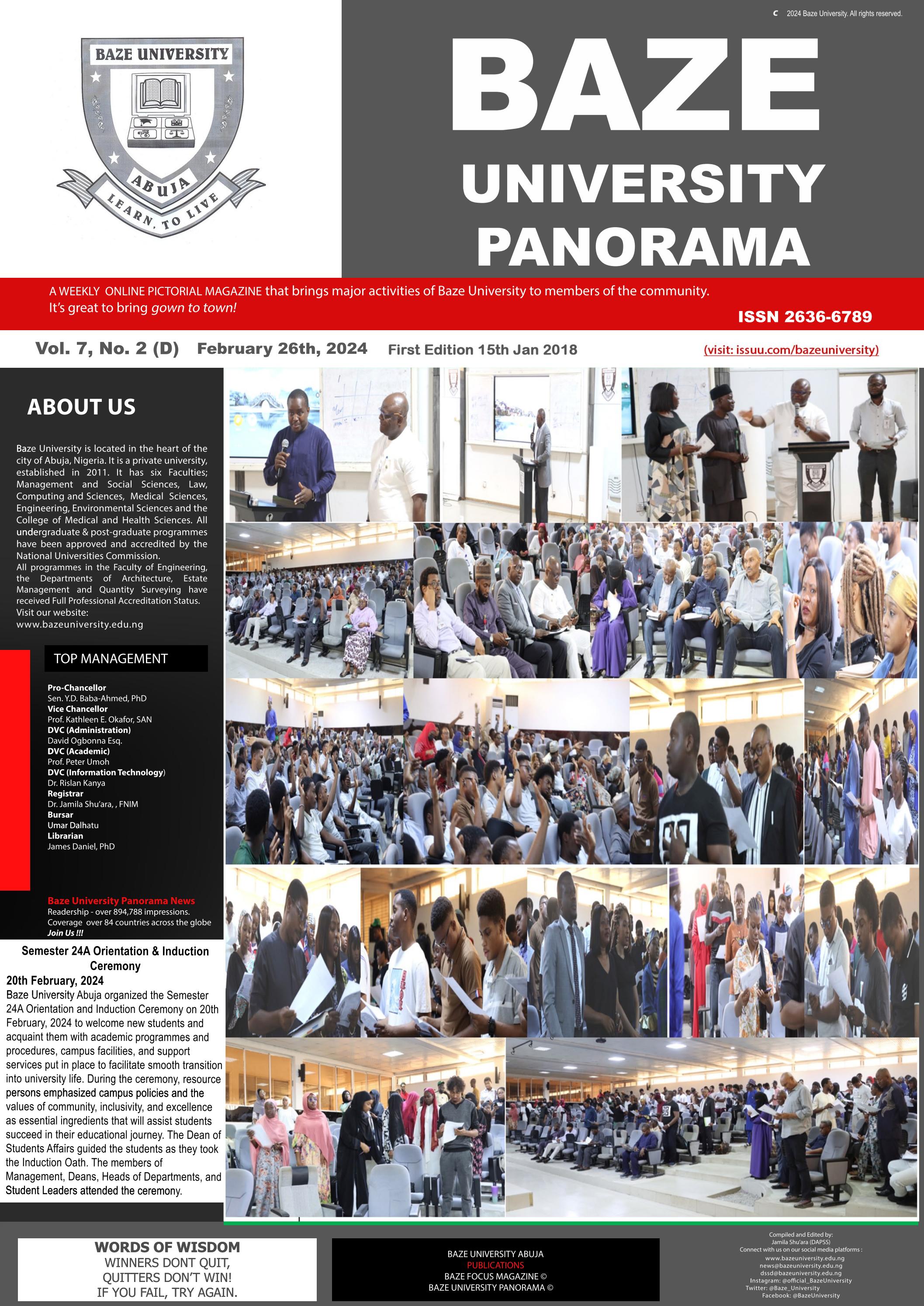 BAZE UNIVERSITY PANORAMA NEWS (26th February 2024) by Baze University ...