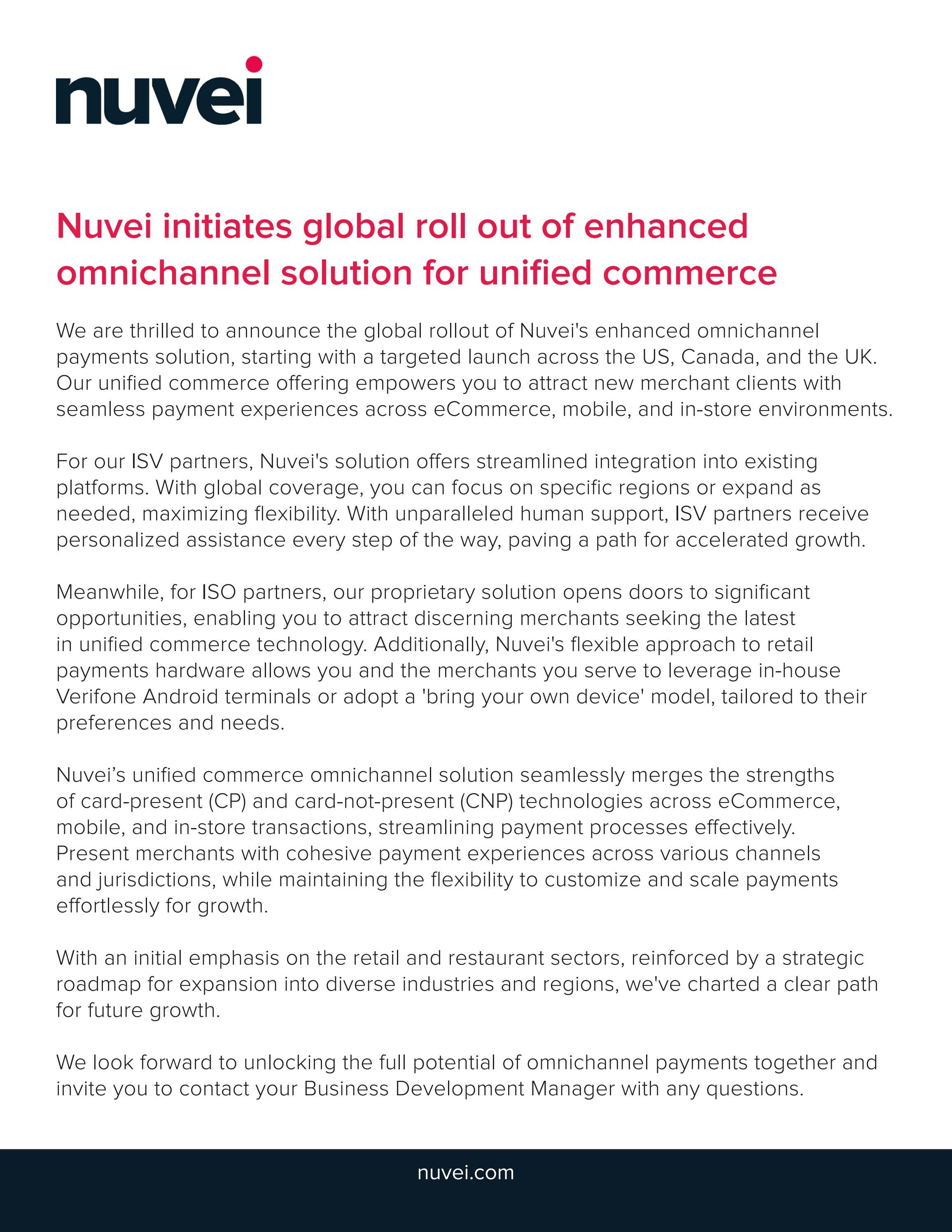 Global Launch: Nuvei's Enhanced Omnichannel Commerce Solution by Nuvei ...