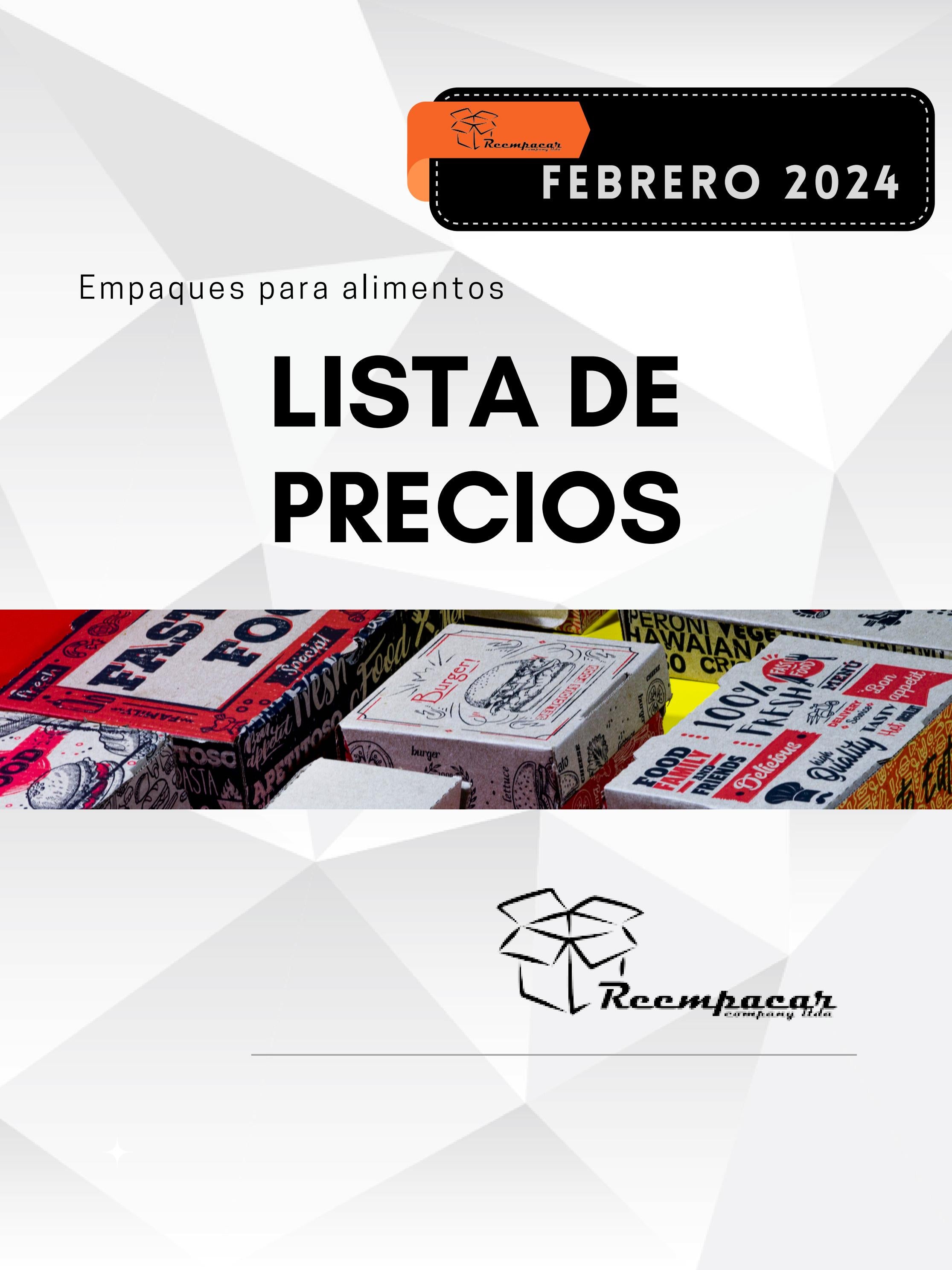 Lista de precios Empaques alimentos Reempacar feb2024 by DIANA ...