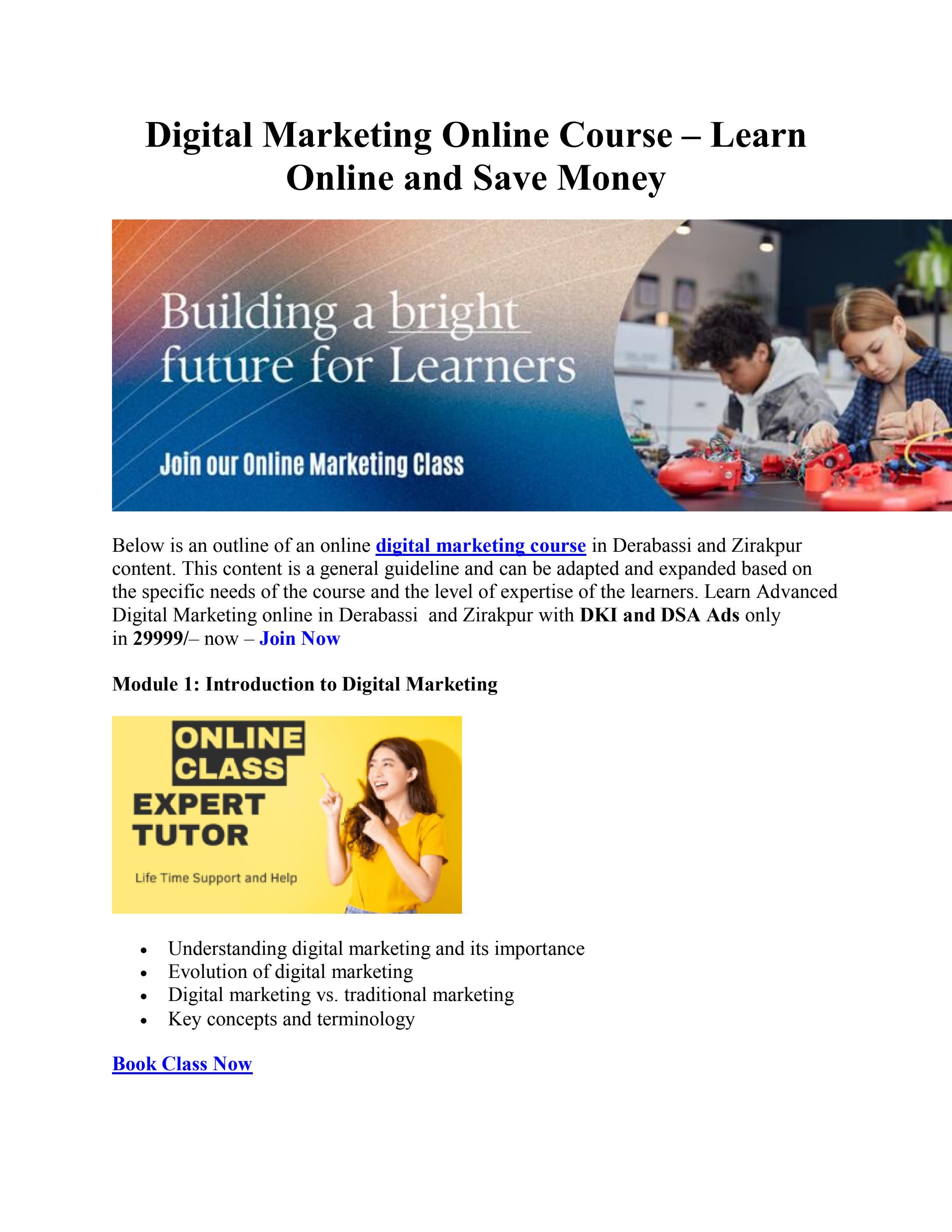 Digital Marketing Online Course in Derabassi and Zirakpur by Param ...