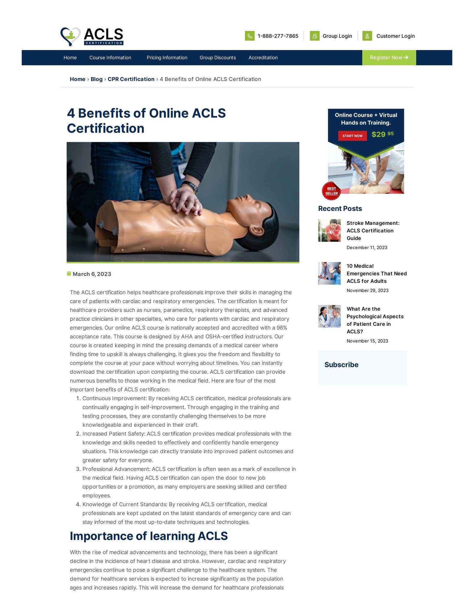 4 Benefits of Online ACLS Certification by aclsnow - Issuu