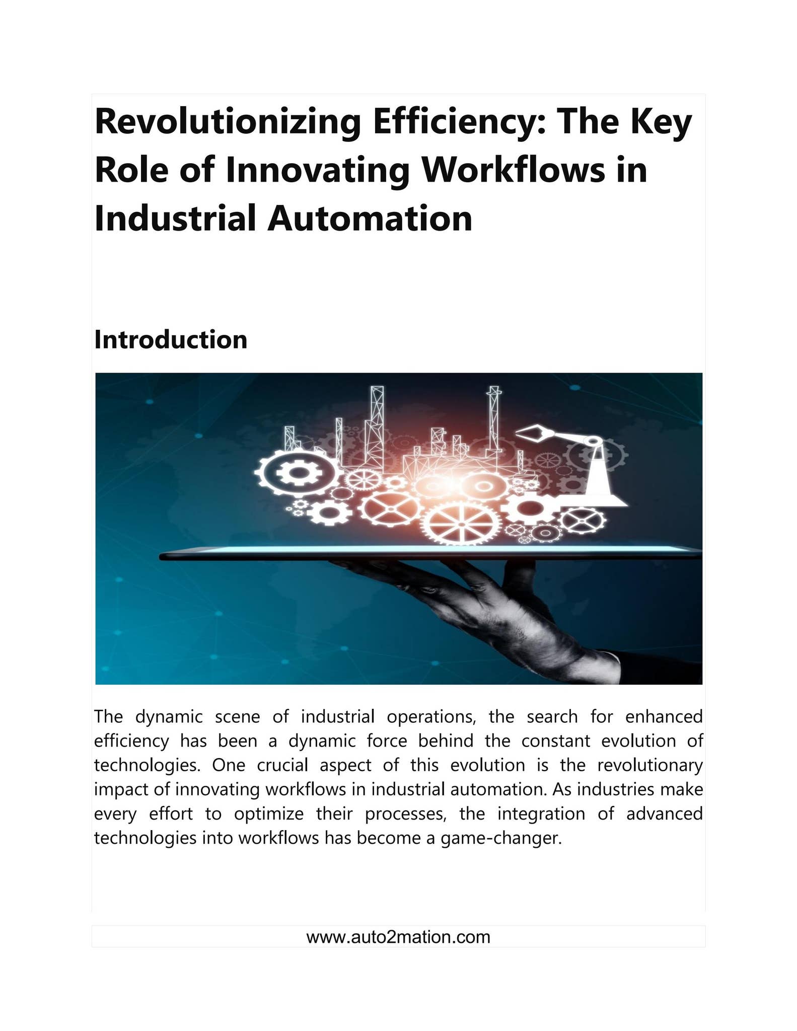 Revolutionizing Efficiency: The Key Role of Innovating Workflows in Industrial Automation by ...