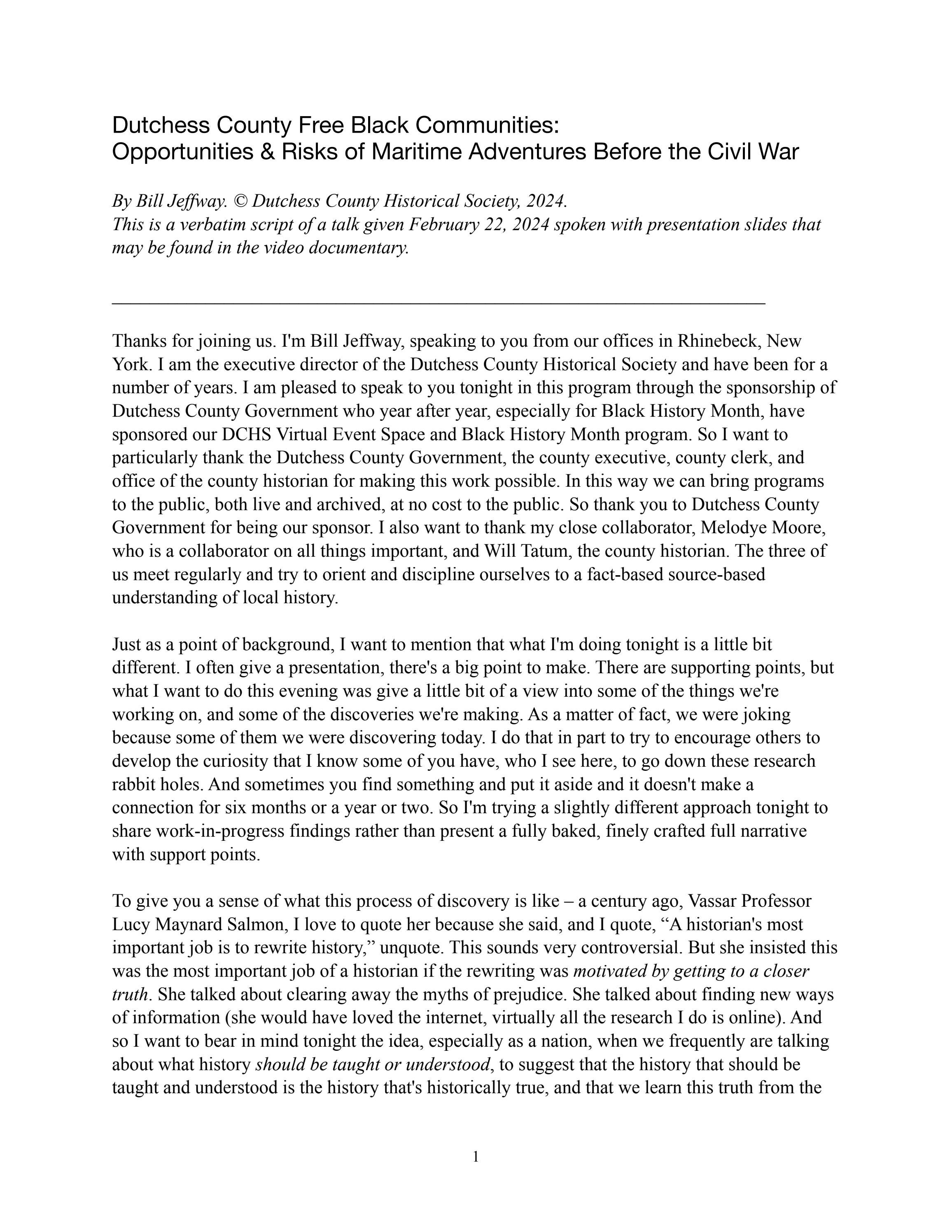 Pre-Civil War Dutchess County Free Black Communities: Opportunities ...