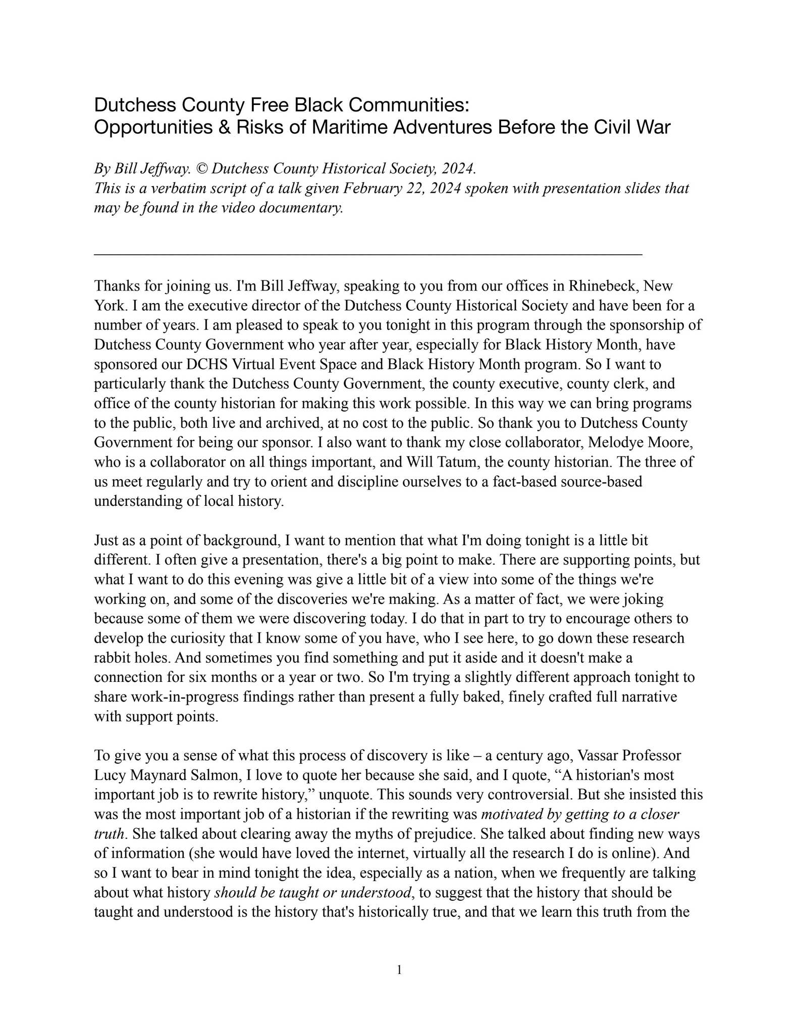 Pre-Civil War Dutchess County Free Black Communities: Opportunities ...