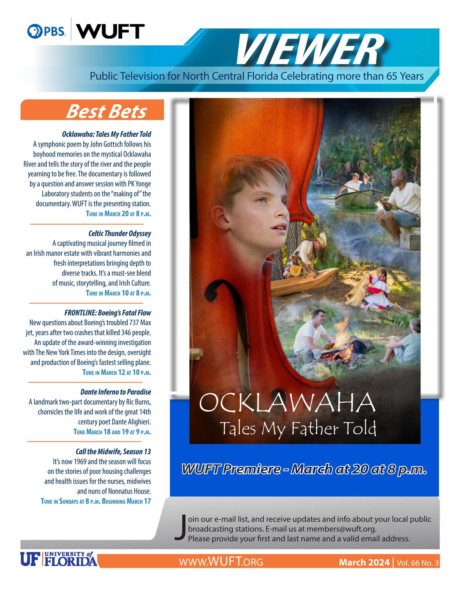 WUFT TV Viewer Guide - March 2024 by UF CJC - Issuu