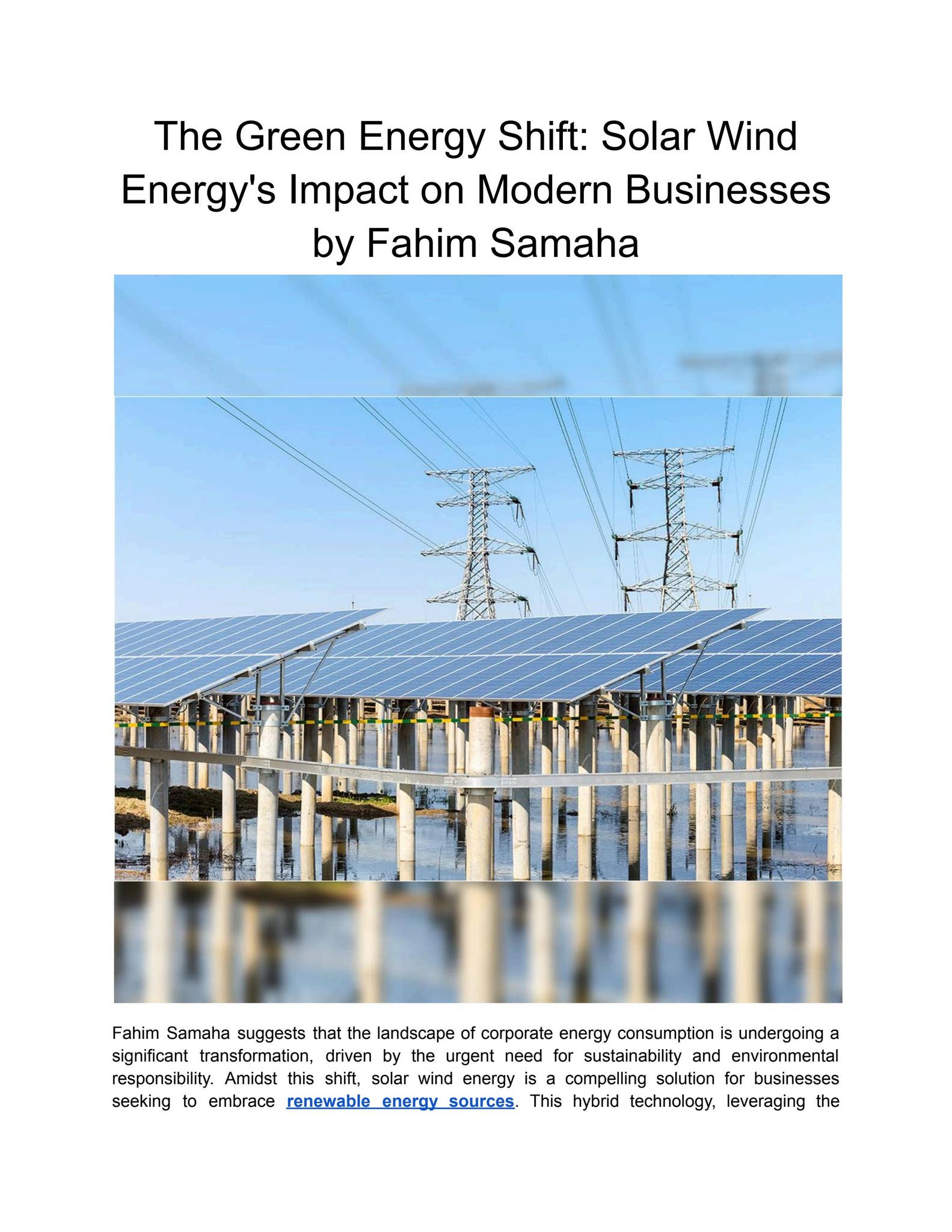 The Green Energy Shift: Solar Wind Energy's Impact on Modern Businesses ...