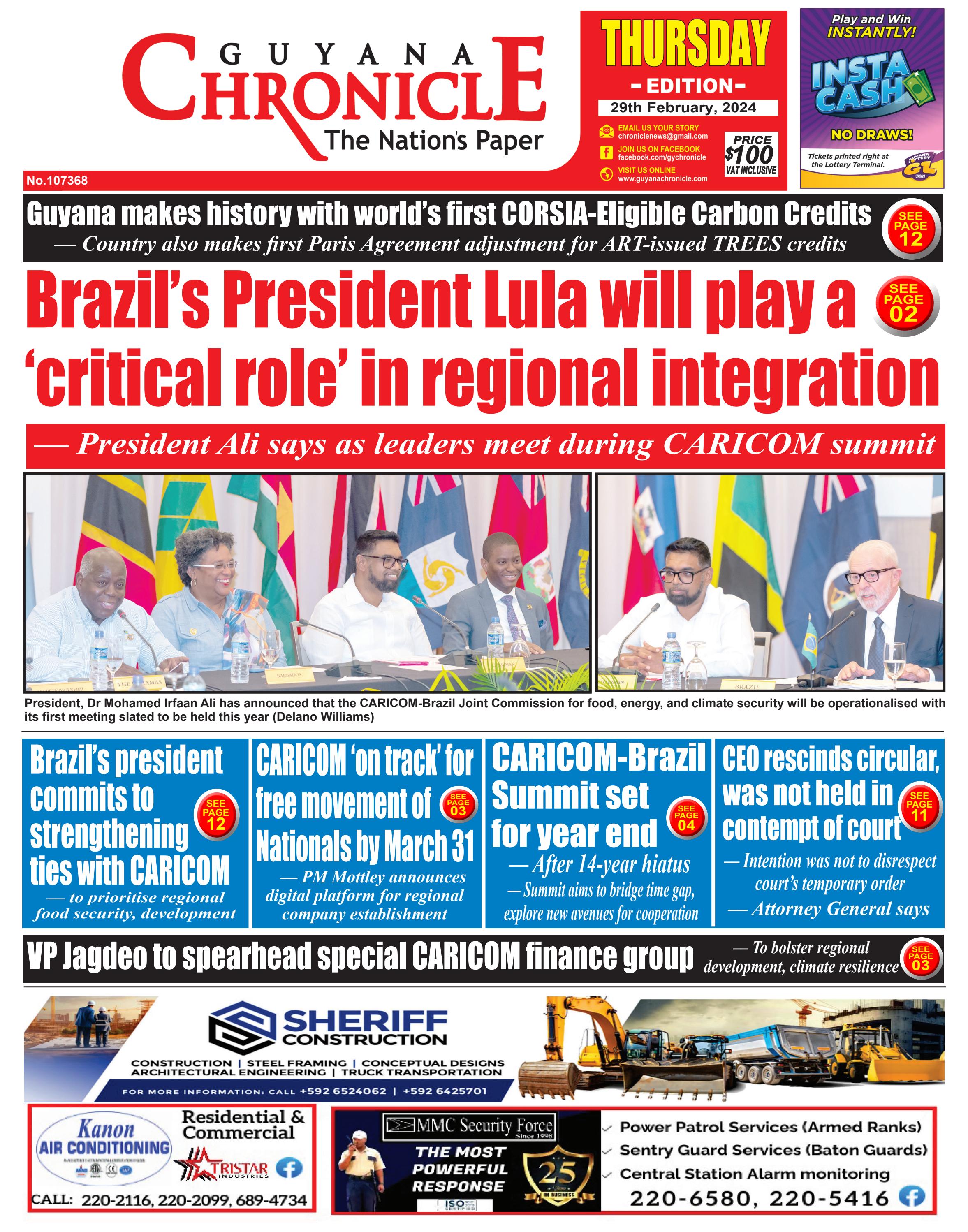 Guyana Chronicle E-Paper 29-02-2024 by Guyana Chronicle - Issuu