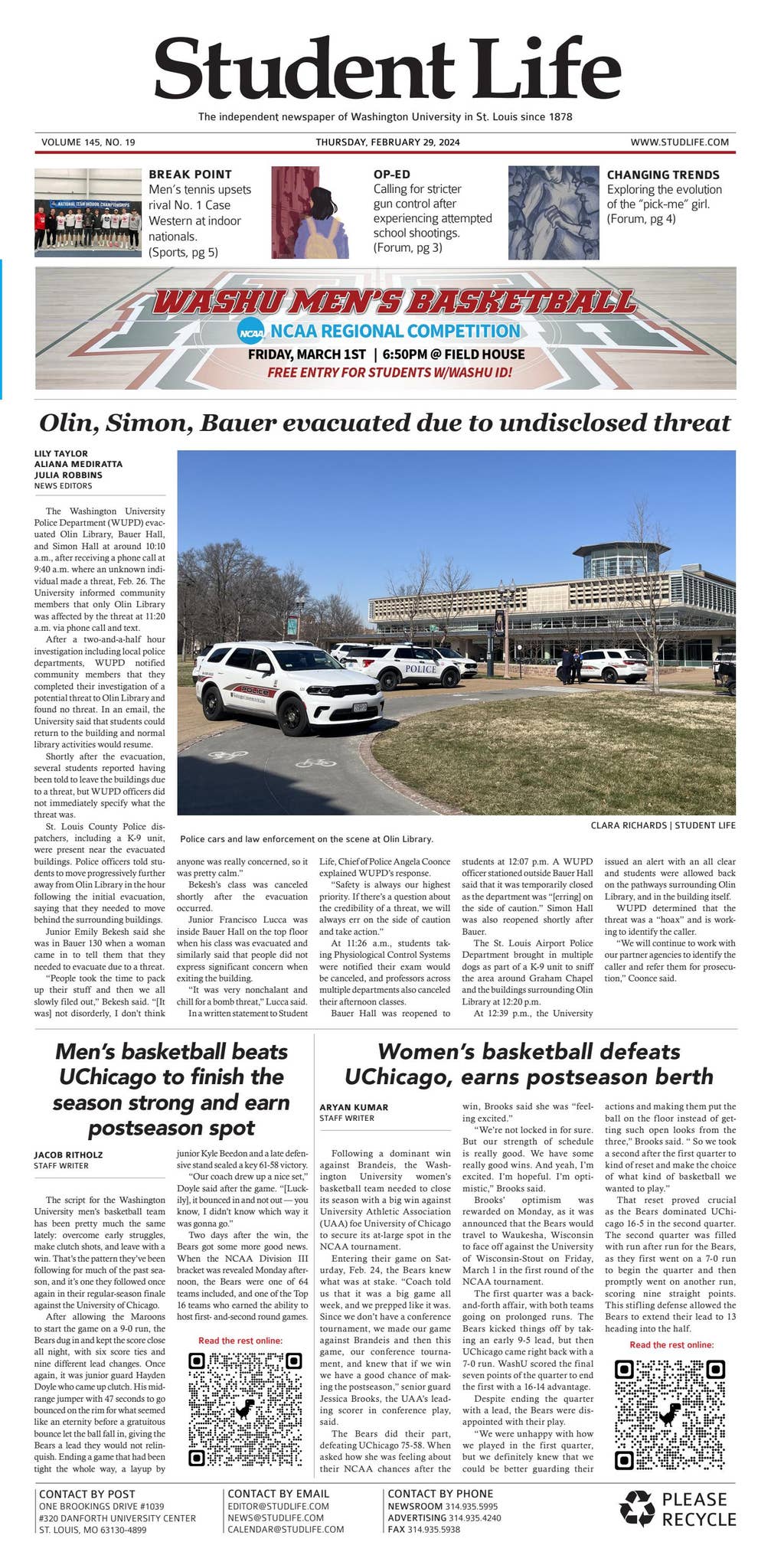 February 29, 2024 Student Life Newspaper, Washington University in St ...