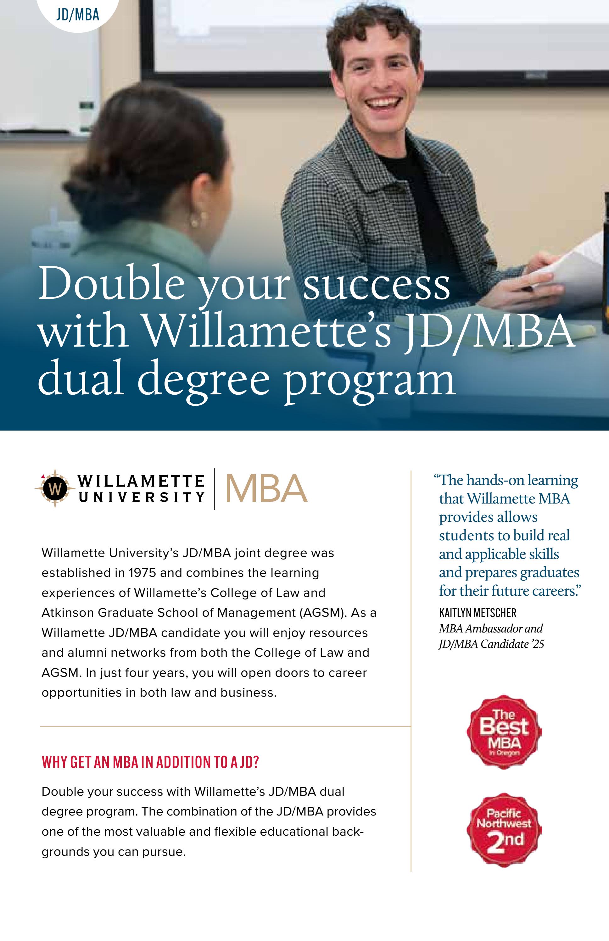 Double your success with Willamette’s JD/MBA dual degree program by ...