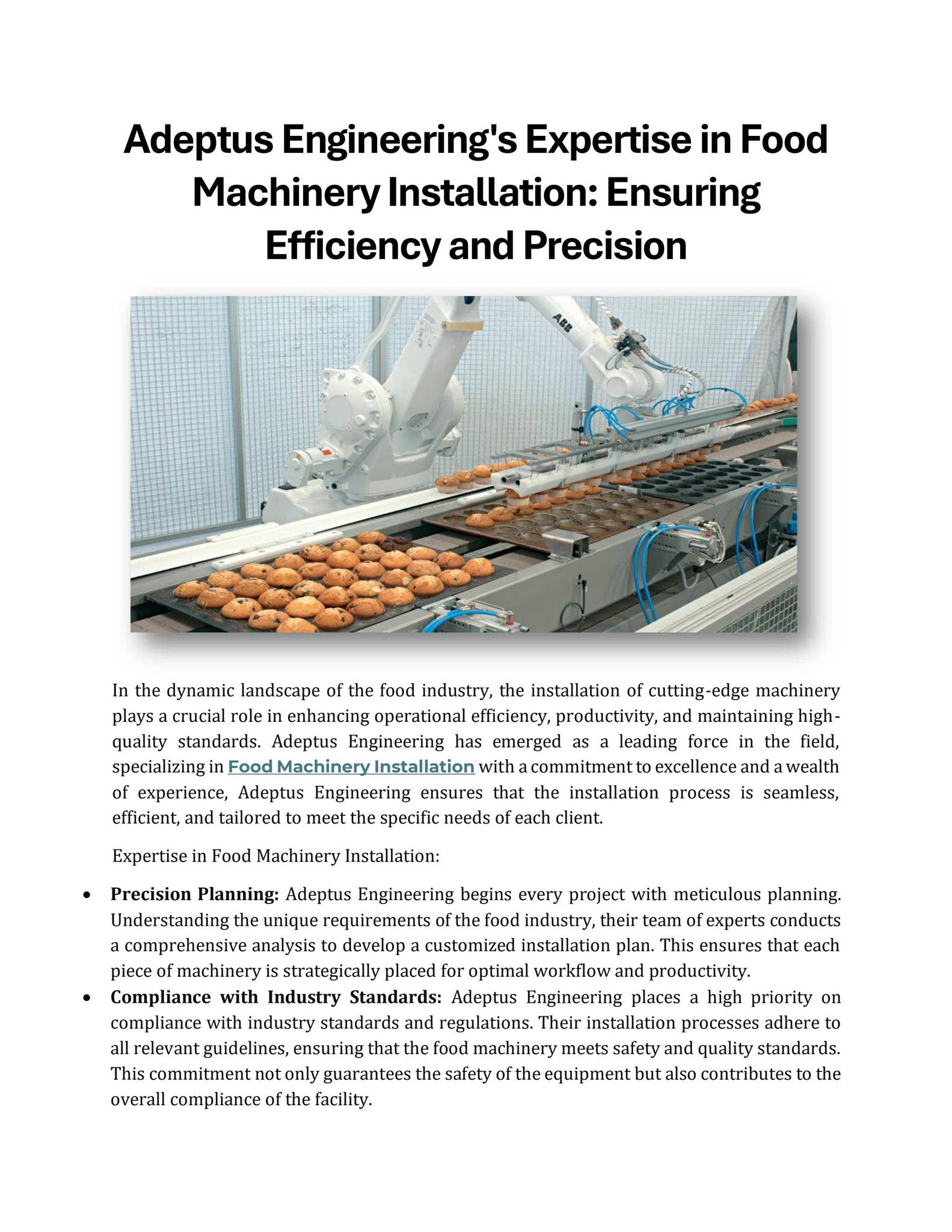 Adeptus Engineering's Expertise in Food Machinery Installation by Adeptus Engineering - Issuu