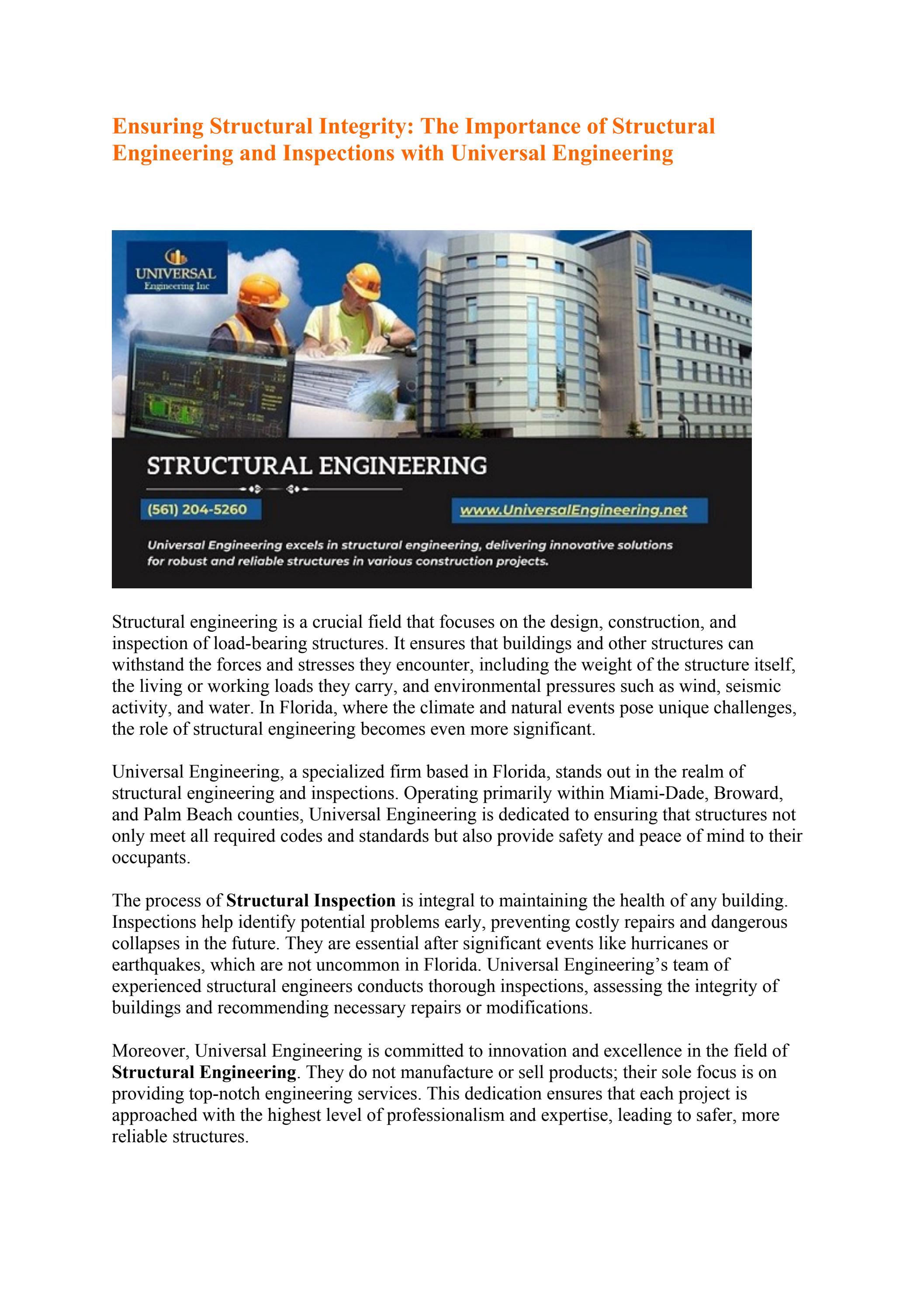 The Importance of Structural Engineering and Inspections with Universal ...