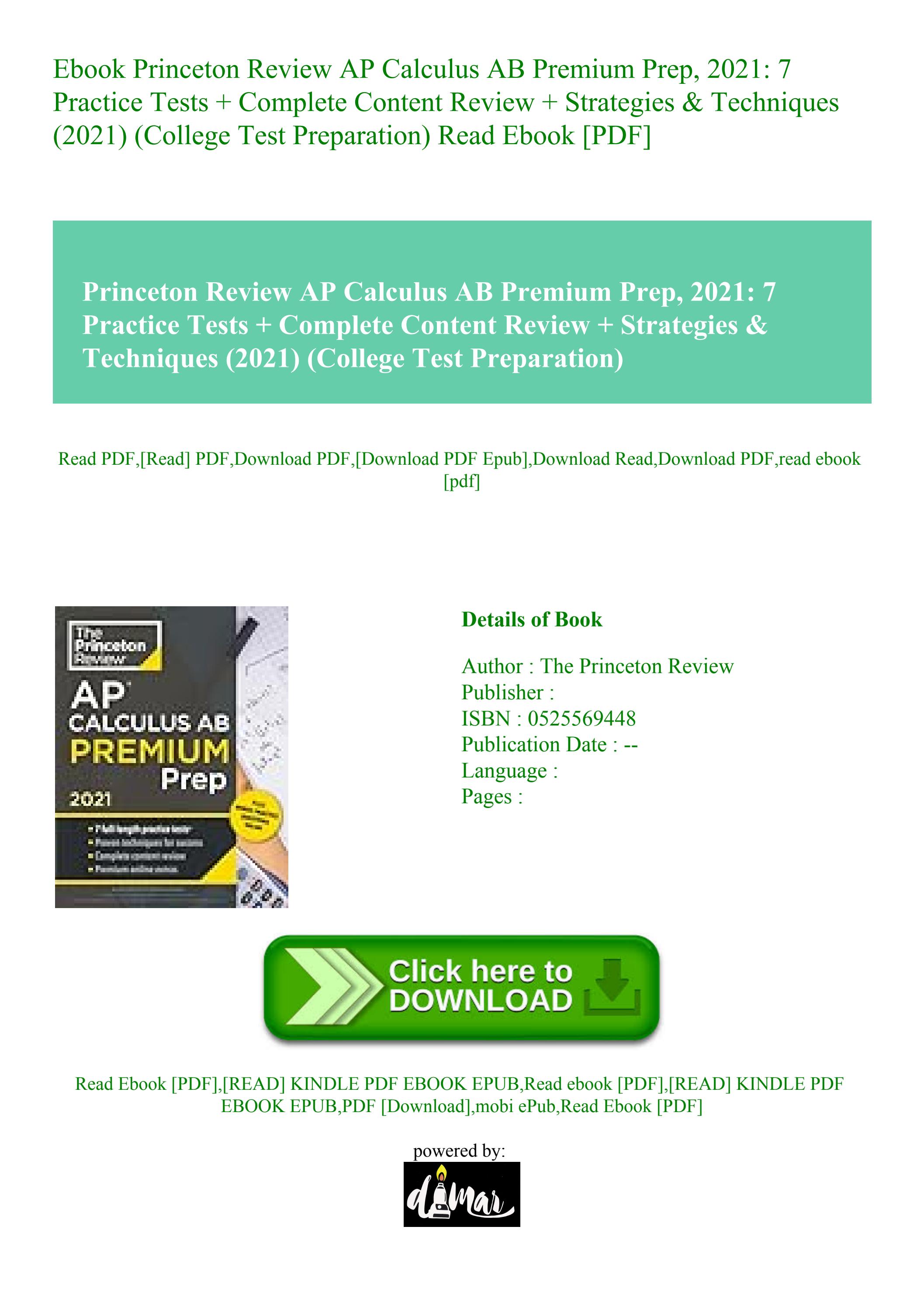 Ebook Princeton Review AP Calculus AB Premium Prep 2021 7 Practice ... Ebook Princeton Review AP Calculus AB Premium Prep 2021 7 Practice ...