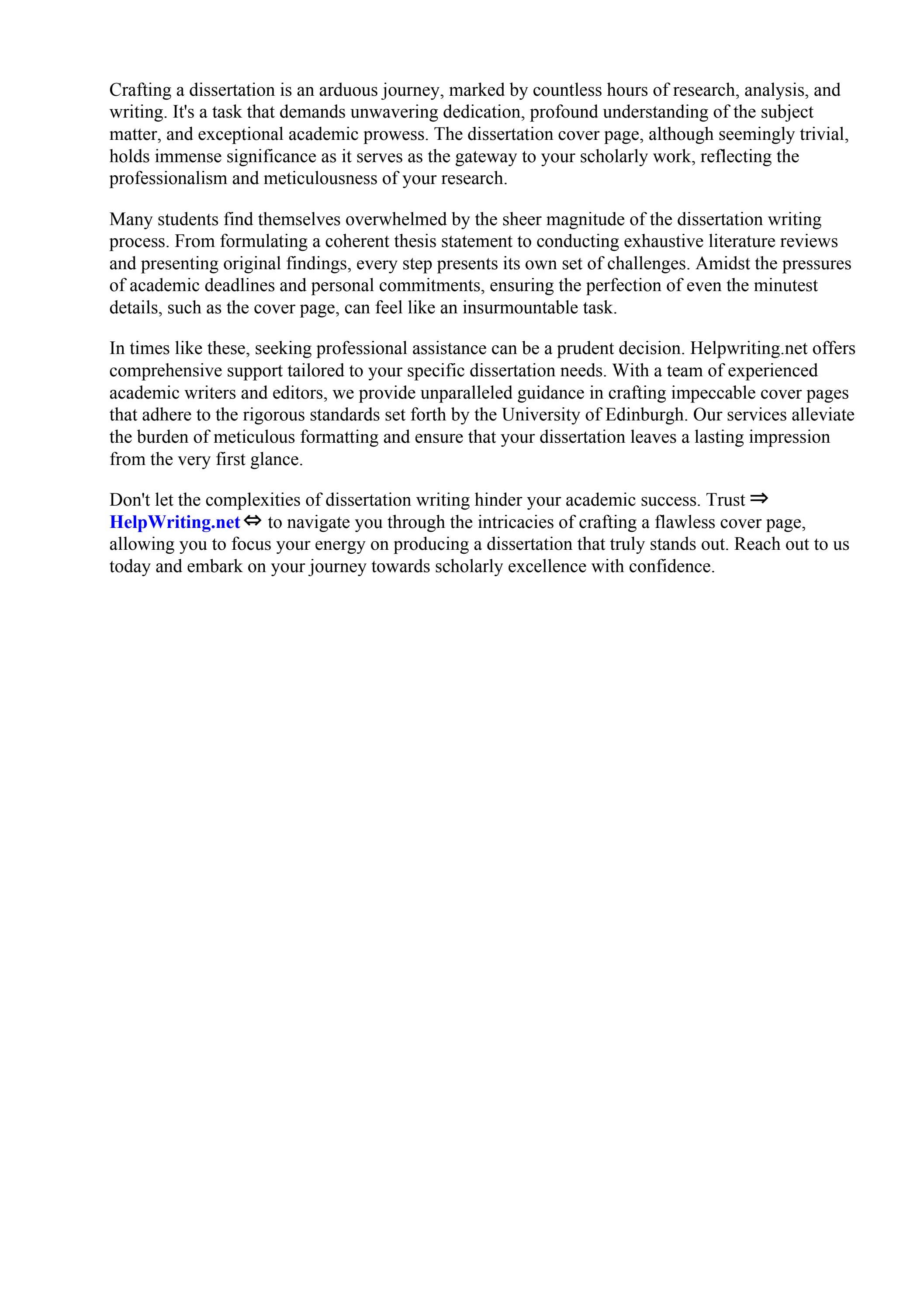 University Of Edinburgh Dissertation Cover Page by Jennifer Meyer - Issuu