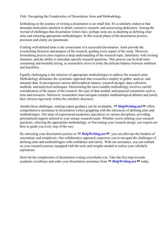 Dissertation Aims And Methodology by Brittany Walker - Issuu