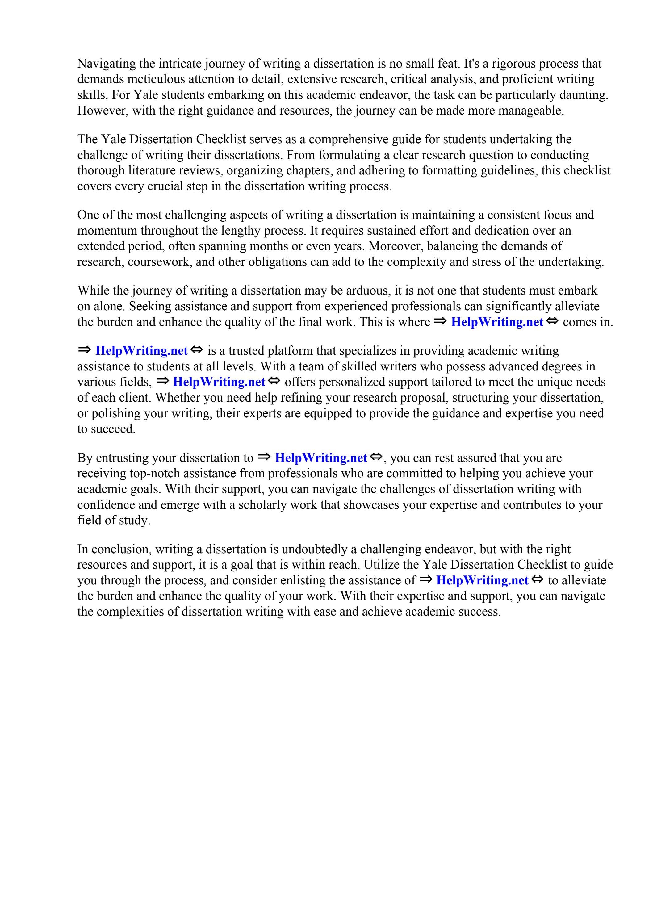 Yale Dissertation Checklist by Nikki Diaz - Issuu