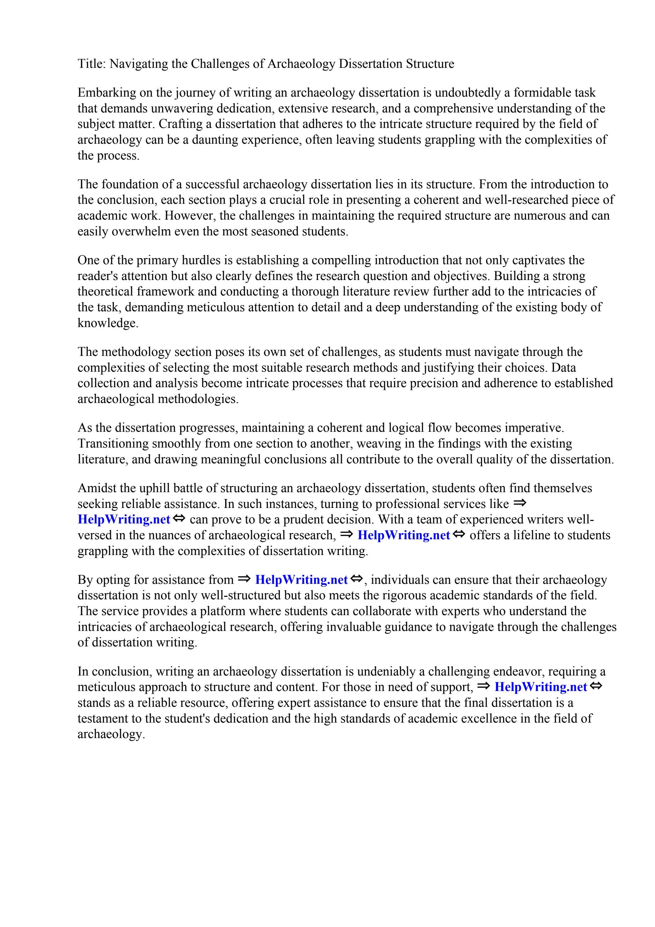 Archaeology Dissertation Structure by Kim Baker - Issuu
