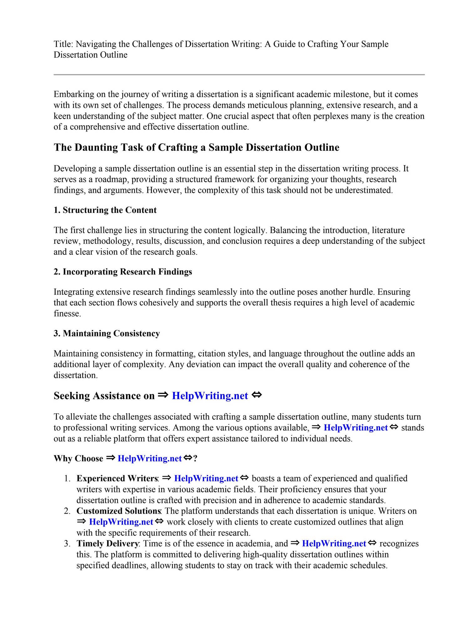 Sample Dissertation Outline by Brooke Mie - Issuu
