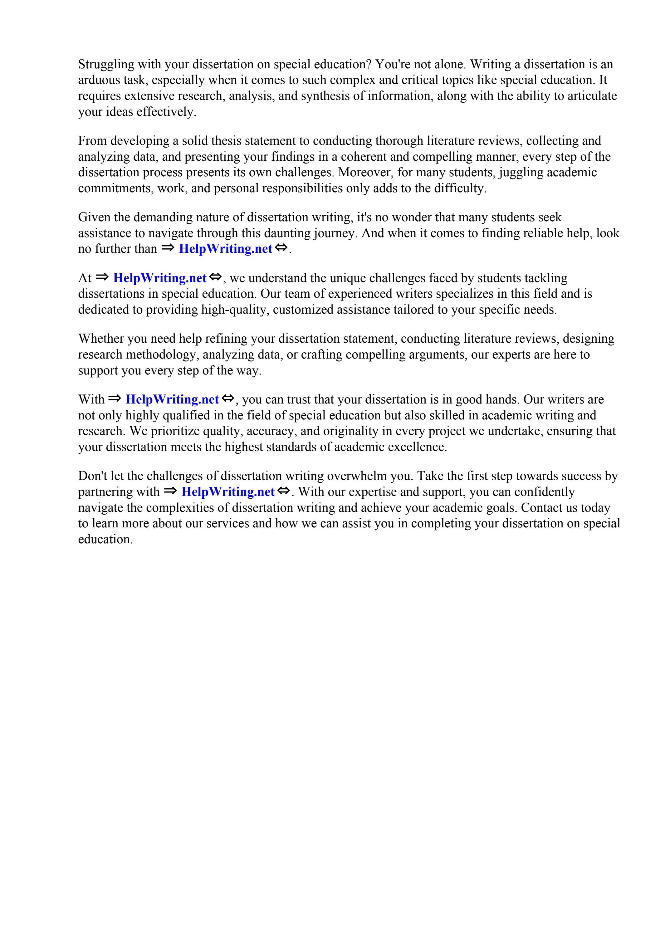 Dissertation Statement About Special Education by Jody Neal - Issuu