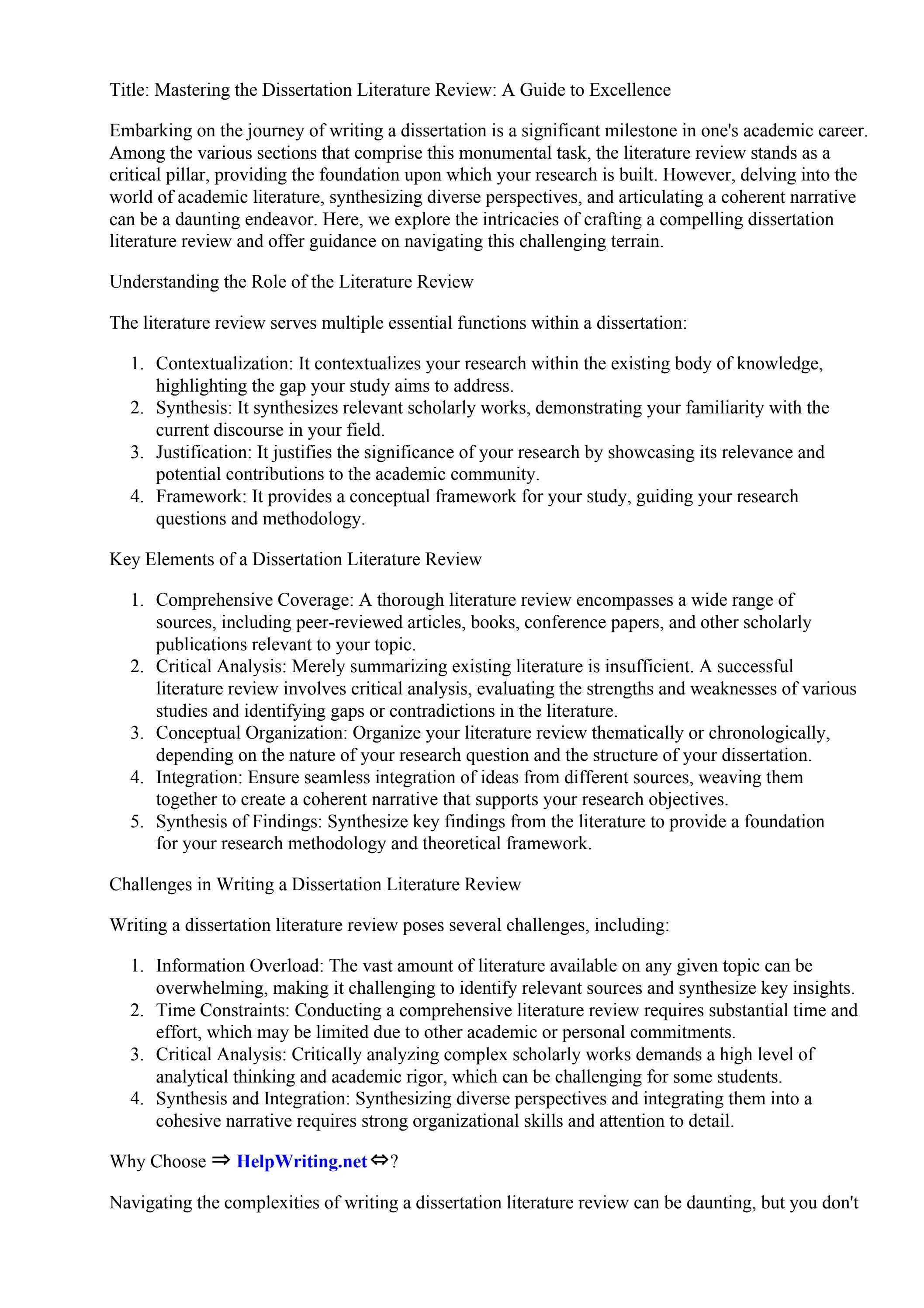 Dissertation Examples Literature Review by Elizabeth Koch - Issuu