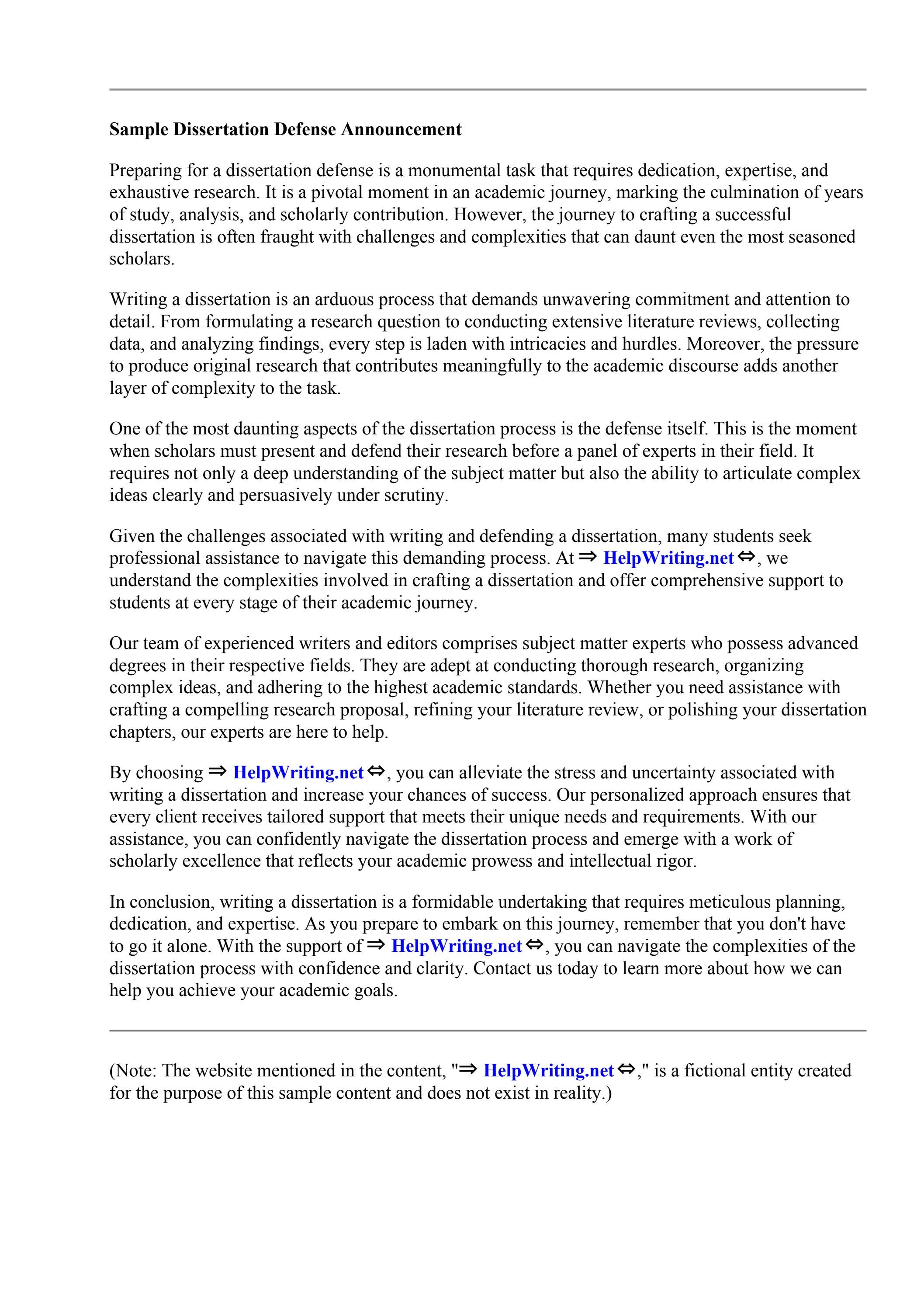 Sample Dissertation Defense Announcement by Nicole Peterson - Issuu