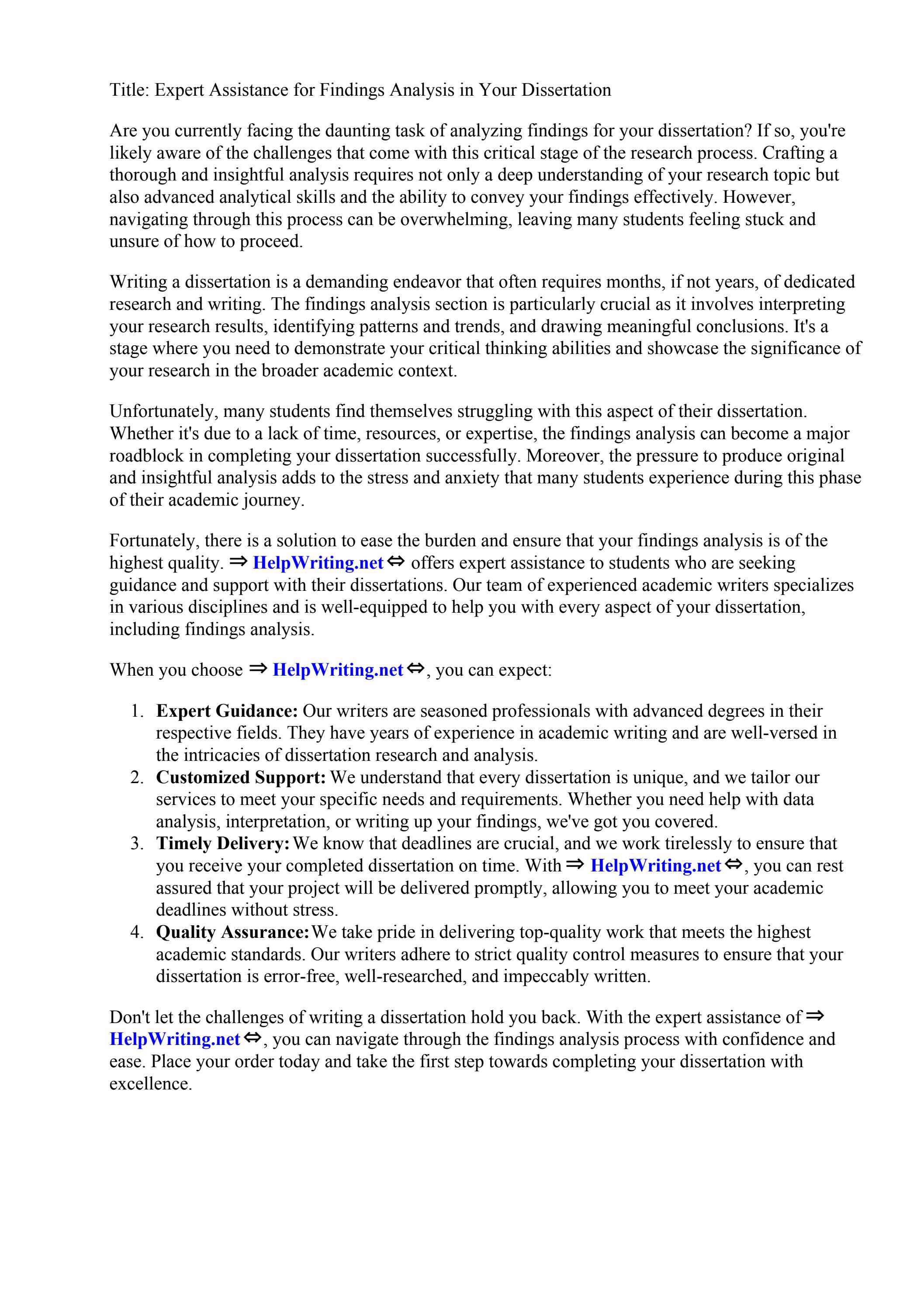 Findings Analysis Dissertation Example by April Frey - Issuu