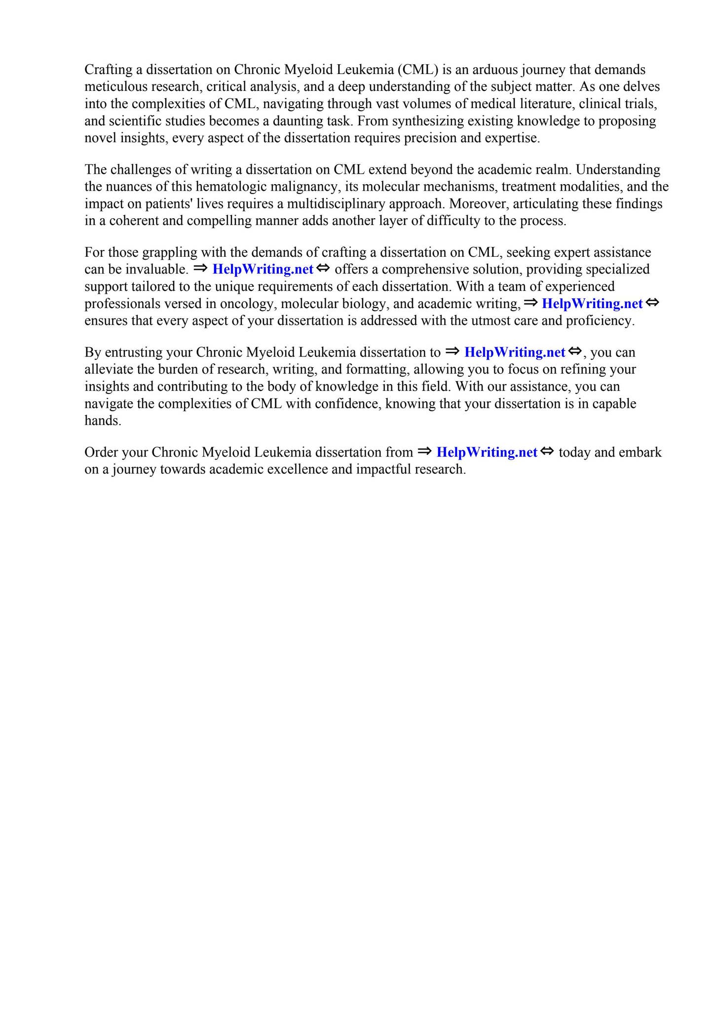 Chronic Myeloid Leukemia Dissertation Thesis by Megan Hassell - Issuu