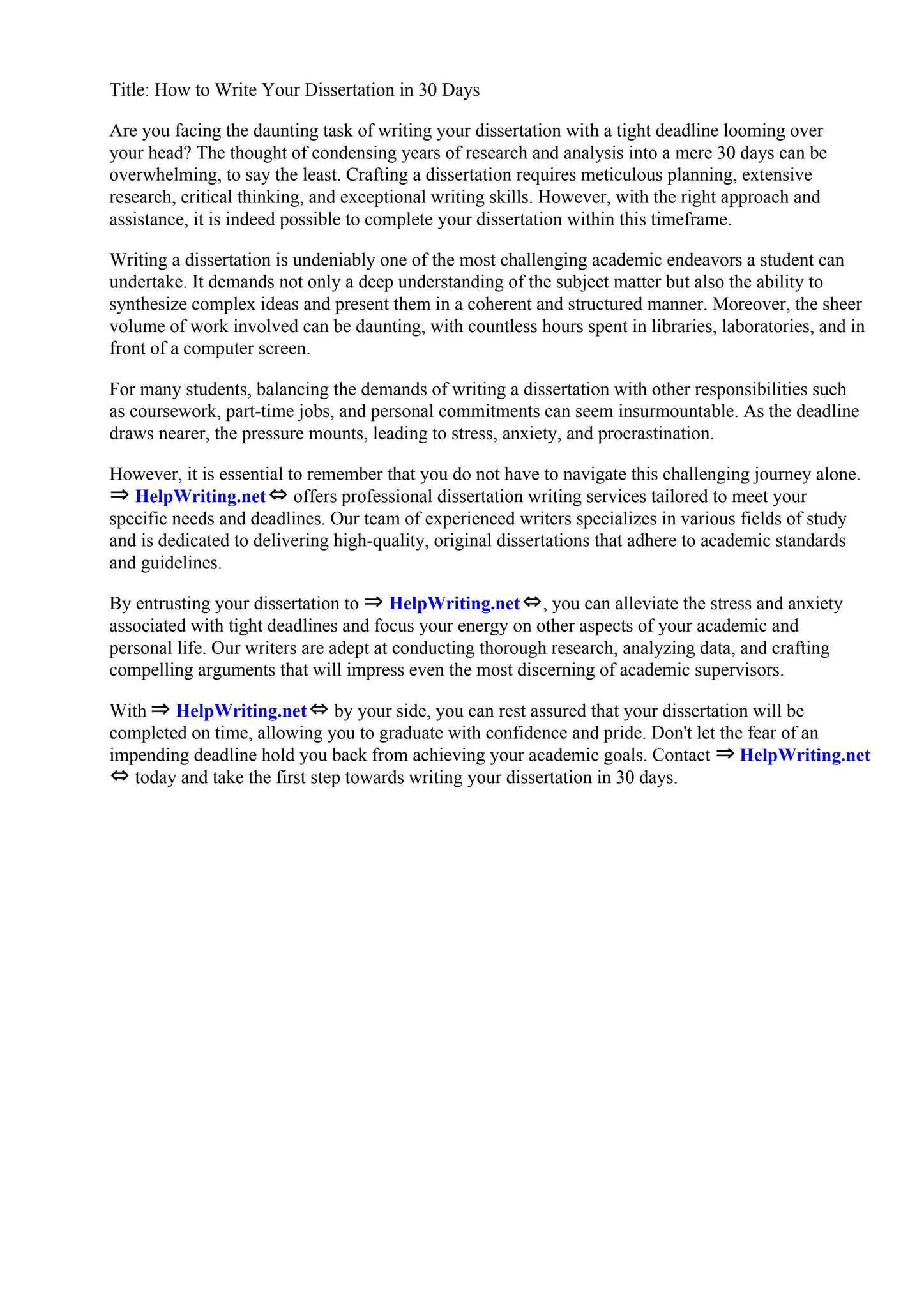 How To Write Your Dissertation In 30 Days by Megan Hassell - Issuu