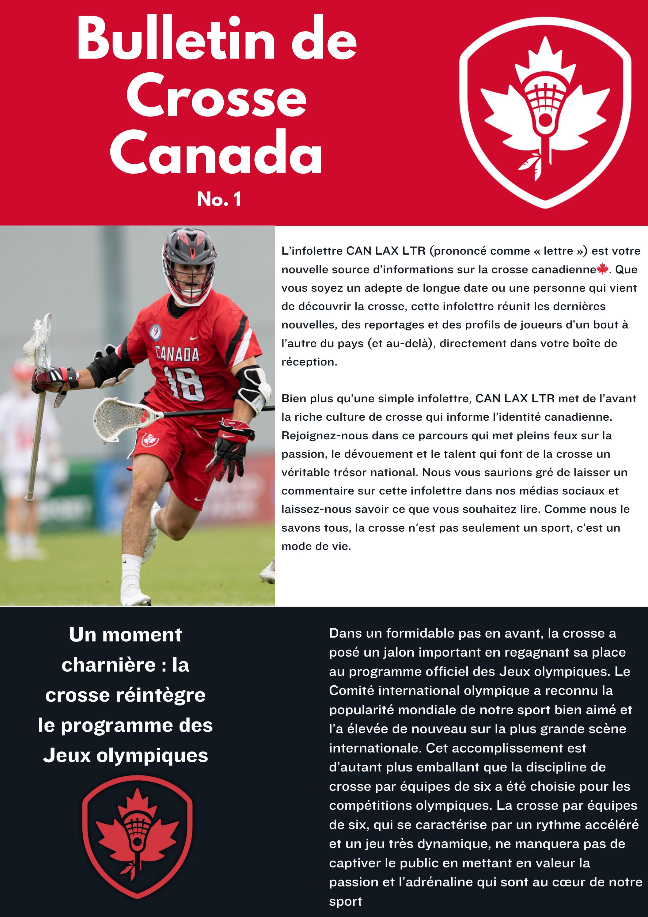 Crosse Canada Newsletter No. 1 - FRENCH by Lacrosse Canada - Issuu
