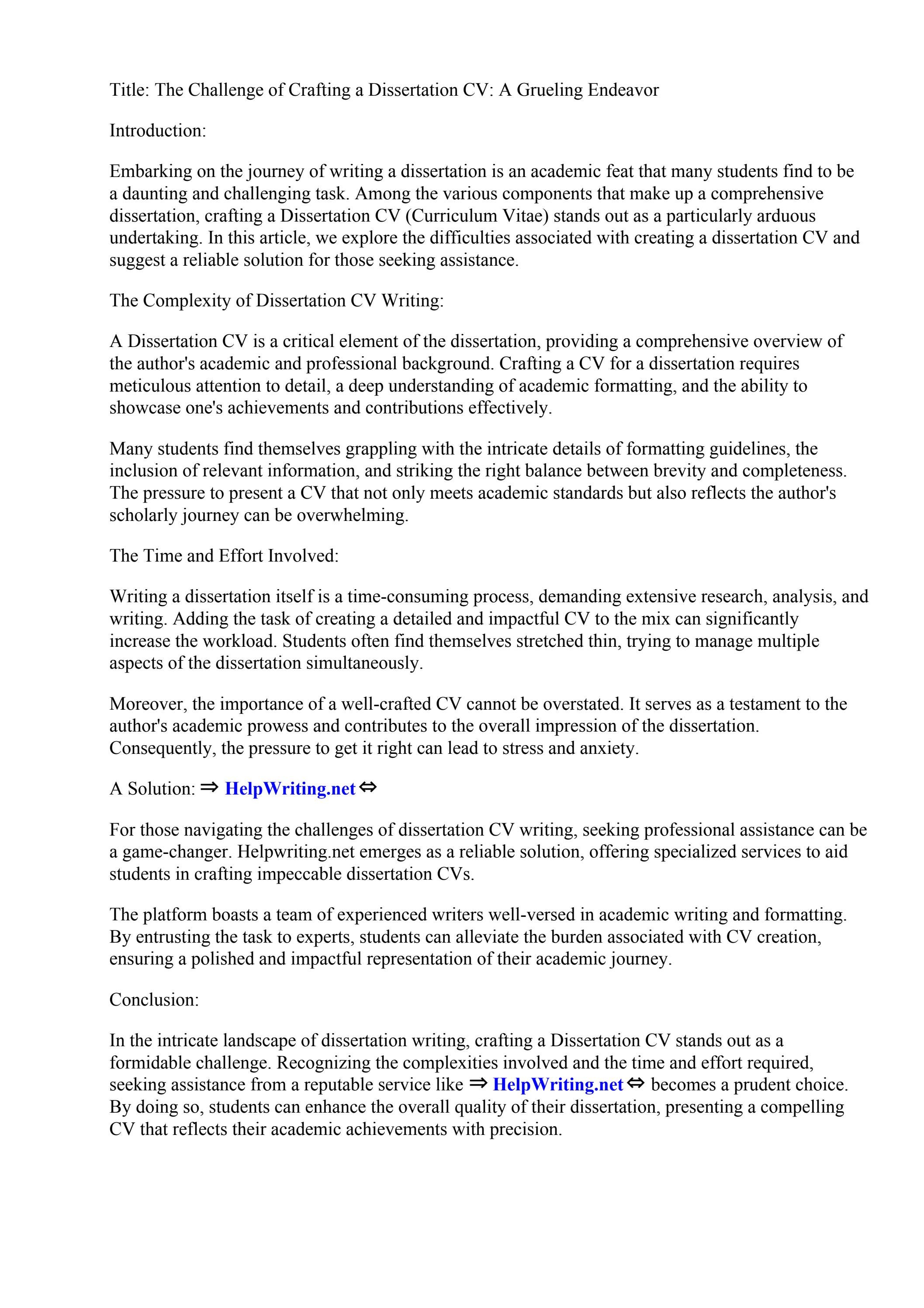 Dissertation Cv Sample by Tammy Frost - Issuu