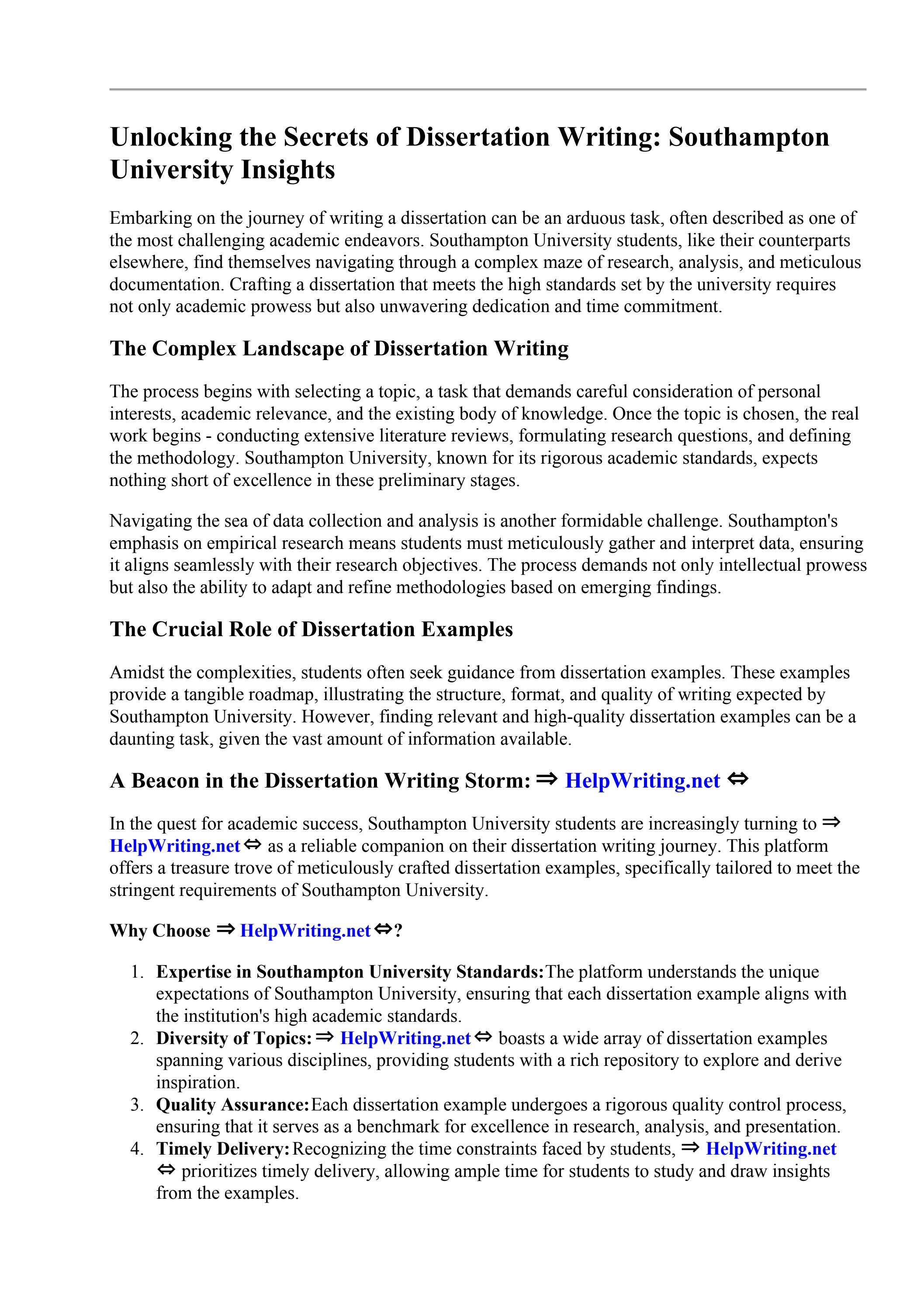 Dissertation Examples Southampton University by Renee Colbert - Issuu