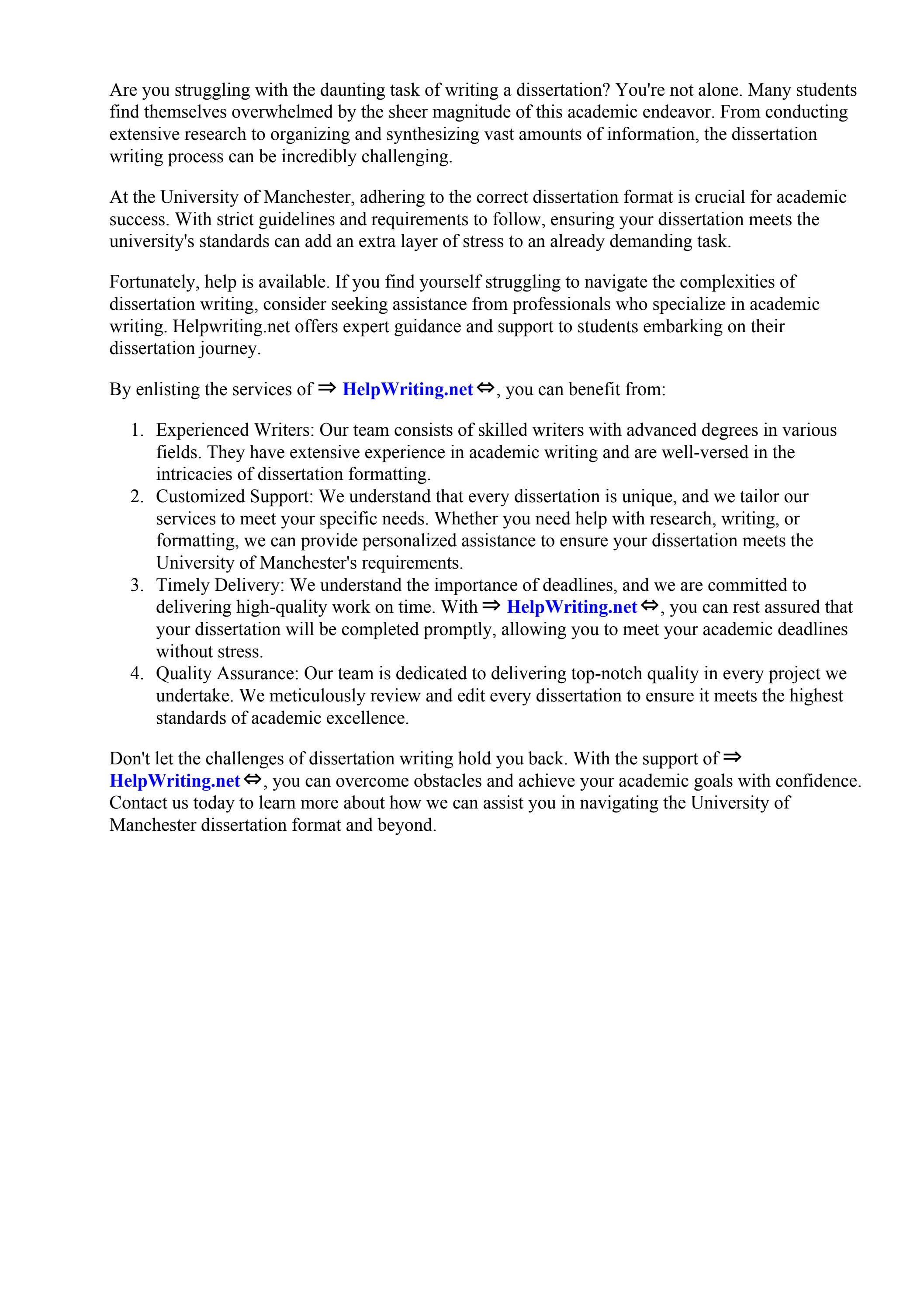 University Of Manchester Dissertation Format by Evelyn Lewis - Issuu