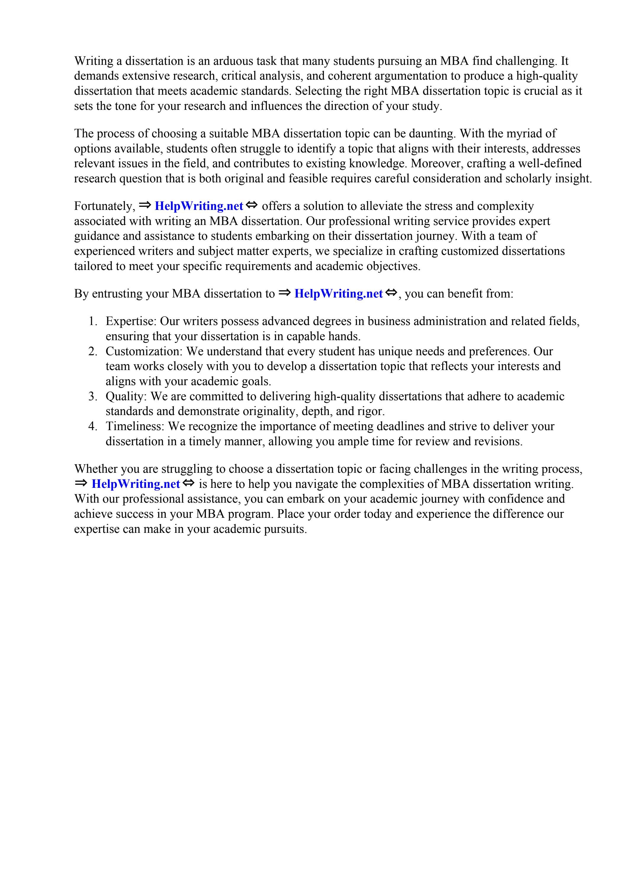 Top Mba Dissertation Topics by Angie Rodriguez - Issuu