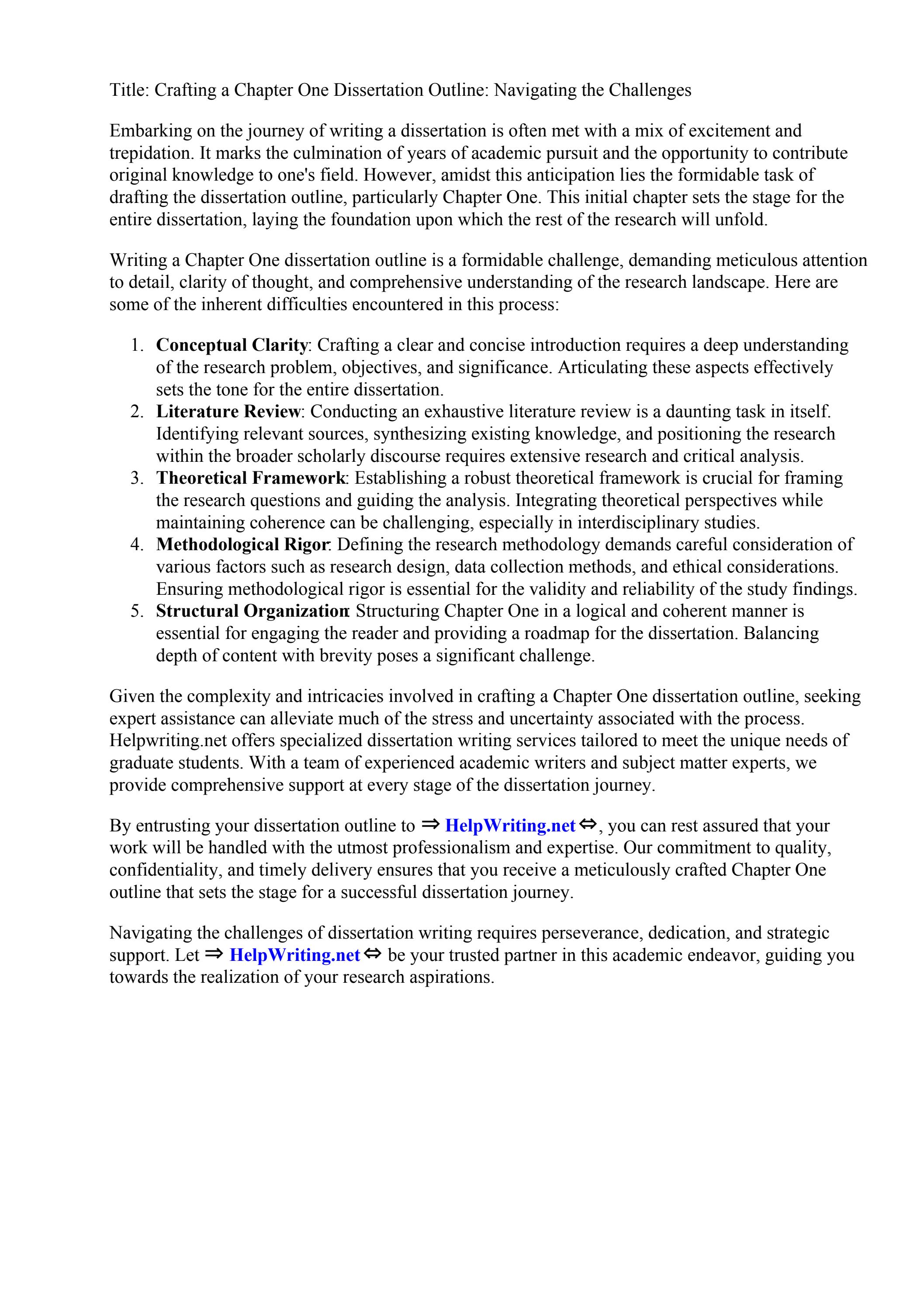 Chapter One Dissertation Outline by DowneyBrendaPark - Issuu