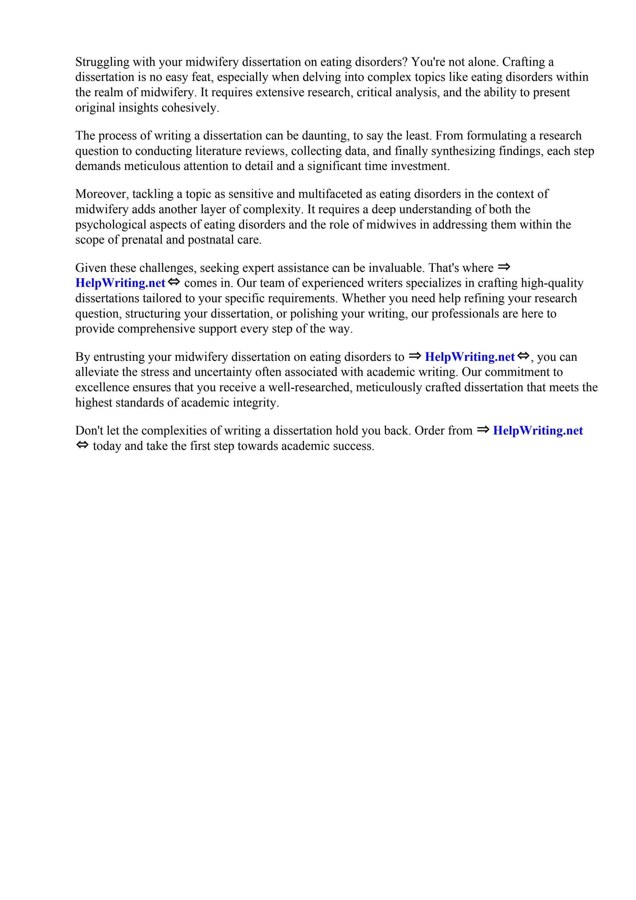 Midwifery Dissertation Eating Disorders by Andrea Shippee - Issuu