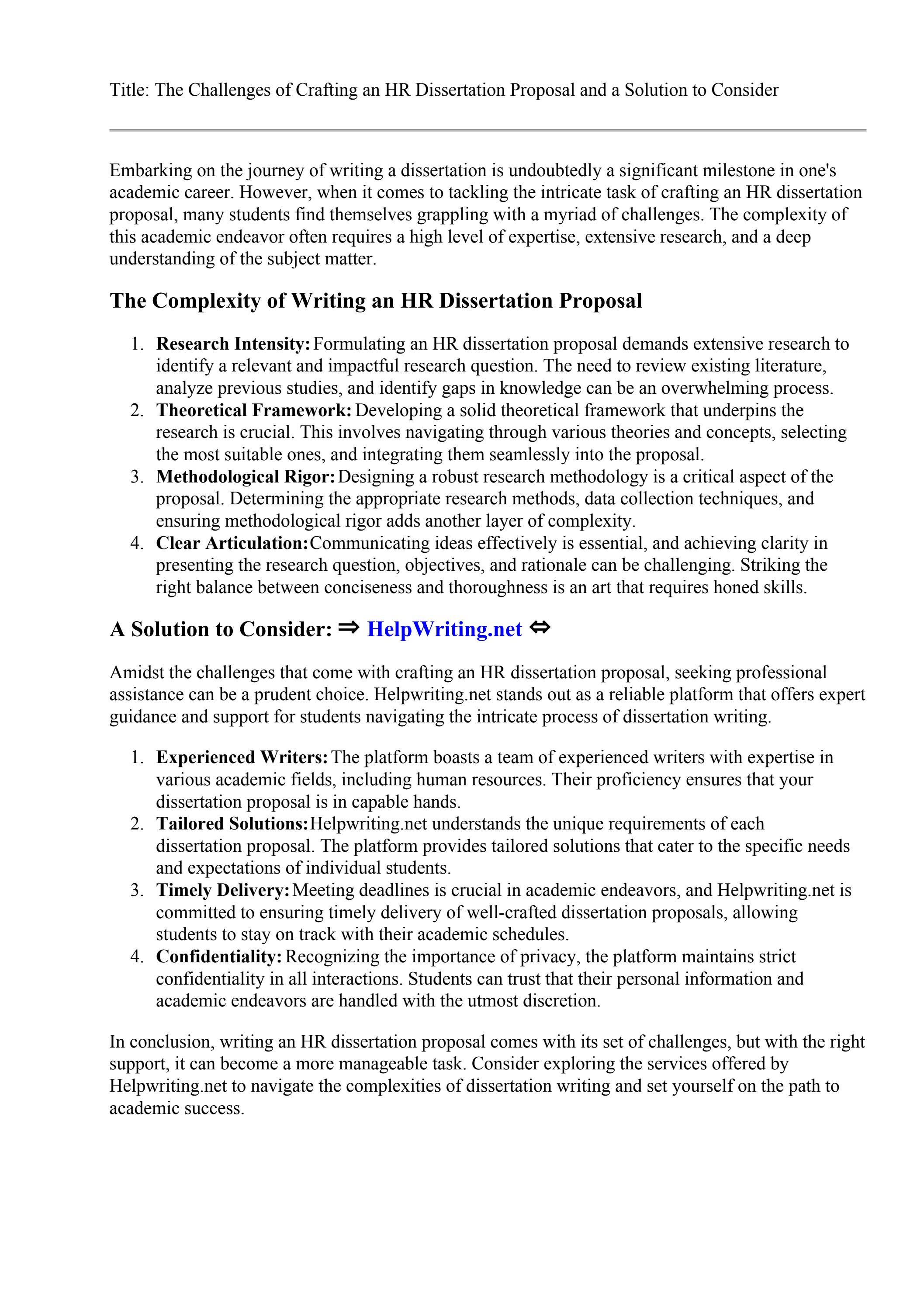 Hr Dissertation Proposal Example by Tonya Robinson - Issuu